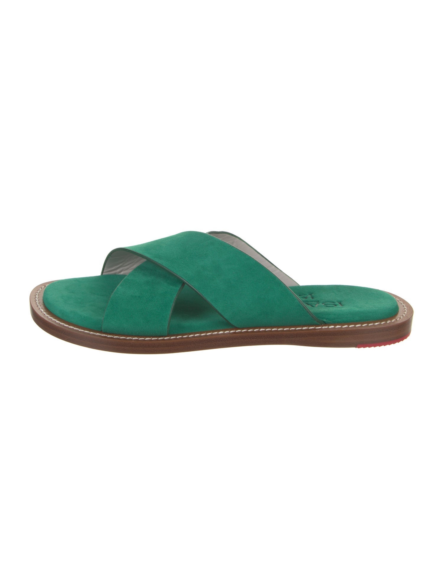 Isaia Suede Slides - Green Sandals, Shoes - ISI38887 | The RealReal
