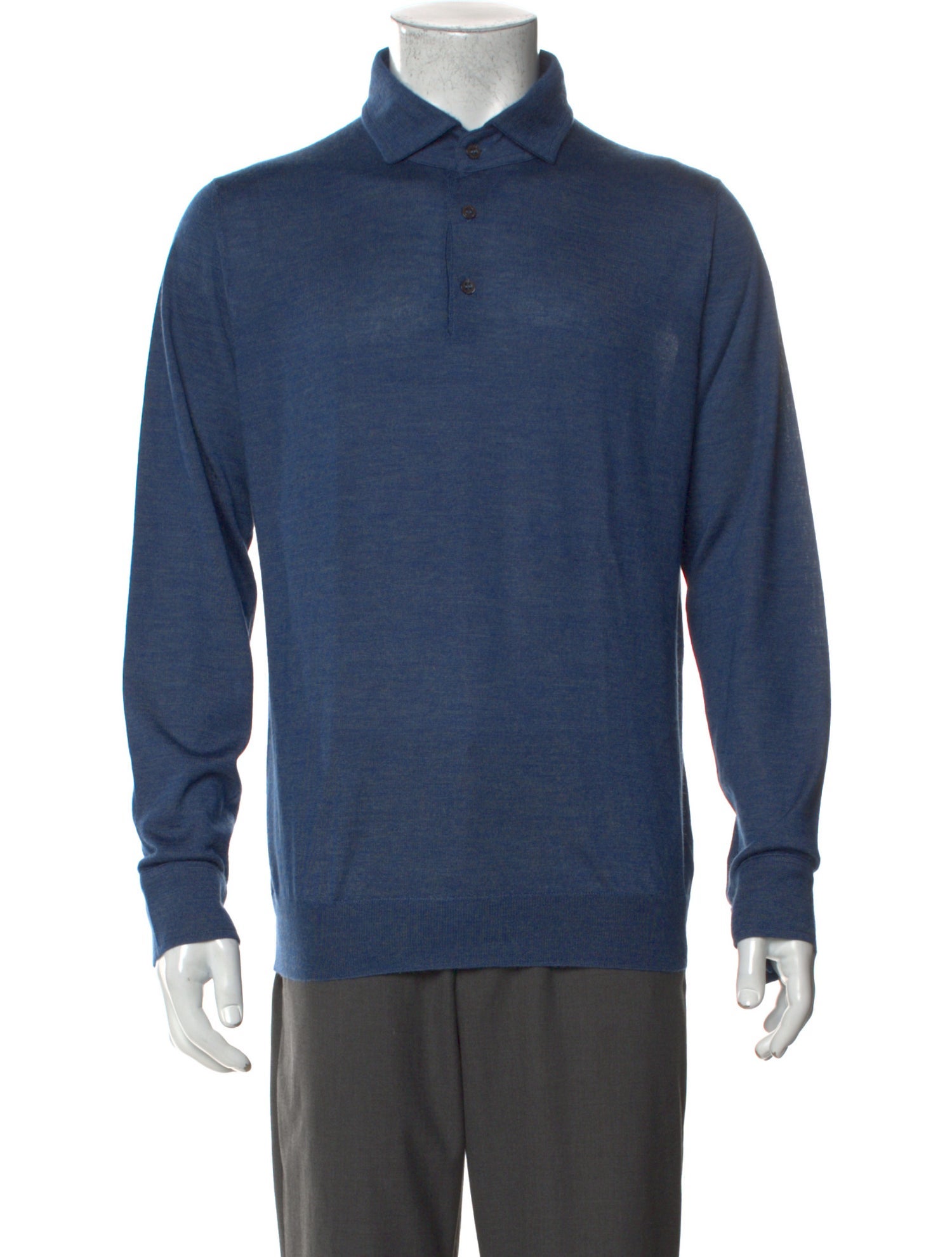 Isaia Cashmere Collar Polo Shirt - Blue Polos, Clothing - ISI41211 ...