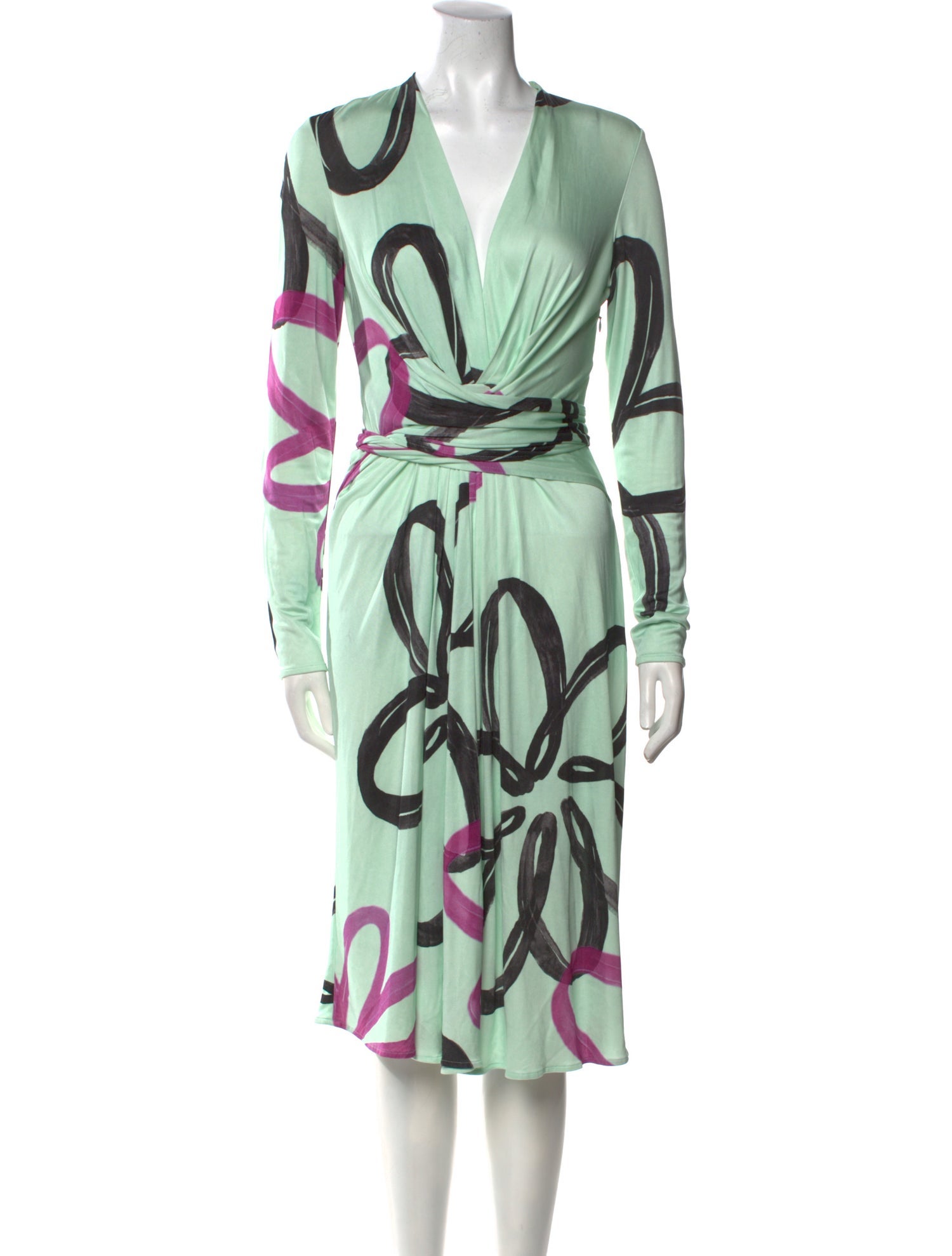 Issa Silk Midi Length Dress - Green Dresses, Clothing - ISL29472 | The ...