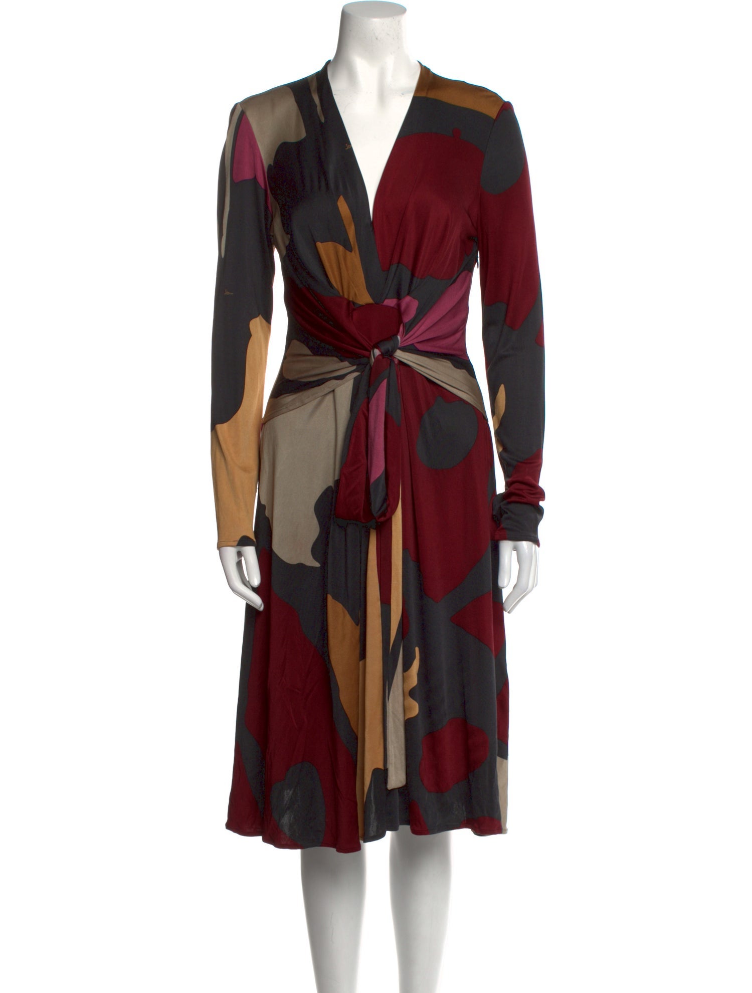 Issa Silk Midi Length Dress - Red Dresses, Clothing - ISL29503 | The ...