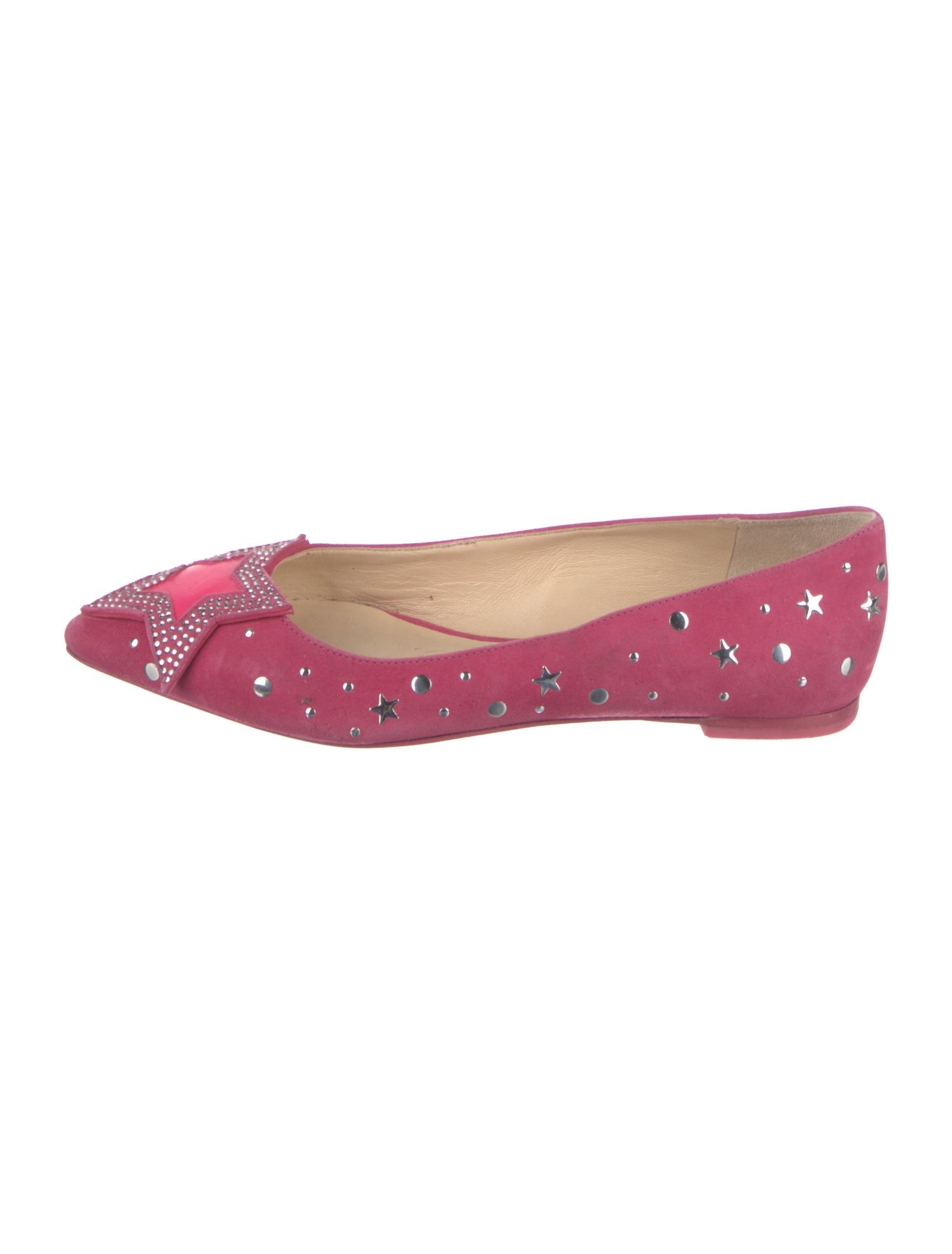 Isa Tapia Suede Studded Accents Ballet Flats - Pink Flats, Shoes ...