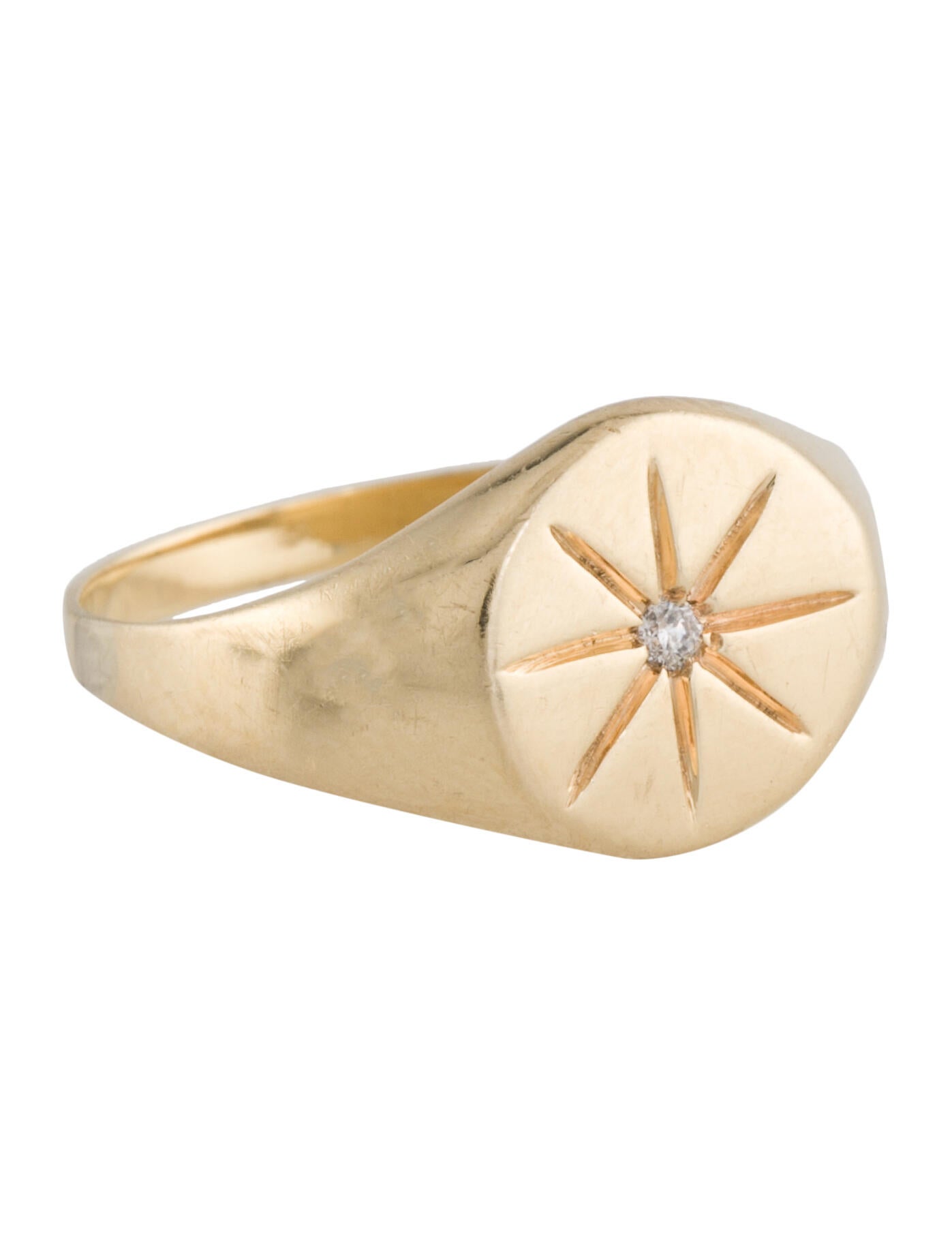 Jacquie Aiche 14K Diamond Burst Signet Ring - 14K Yellow Gold Signet ...