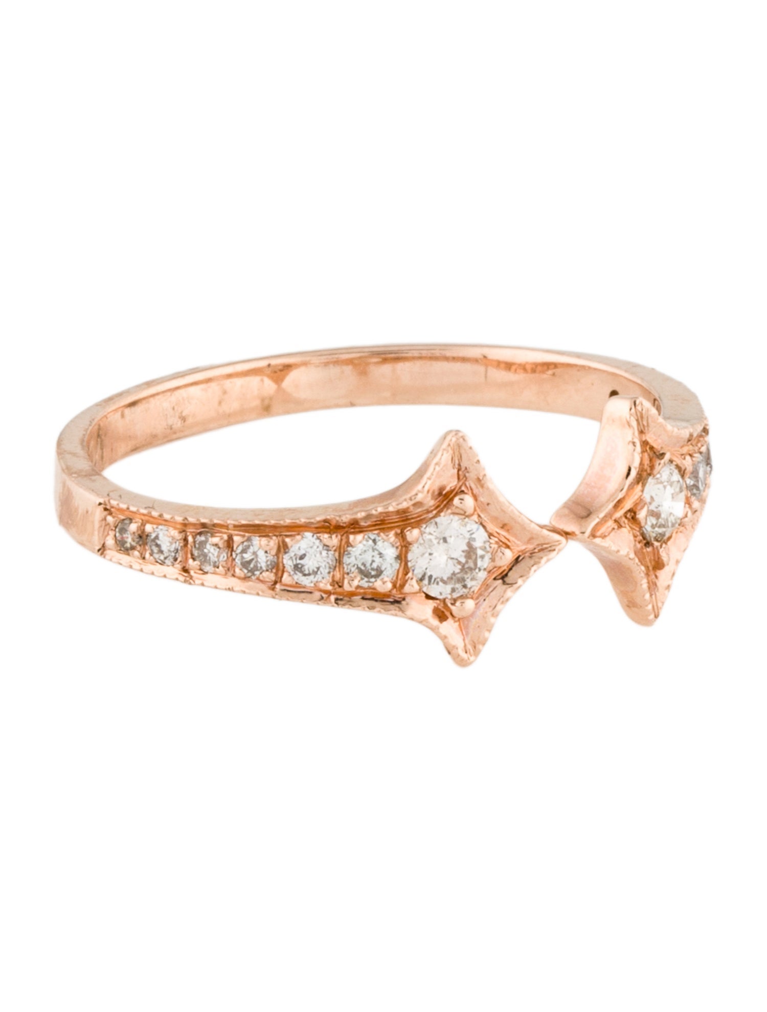 Jacquie Aiche 14K Diamond Shooting Star Open Ring - 14K Rose Gold Band ...