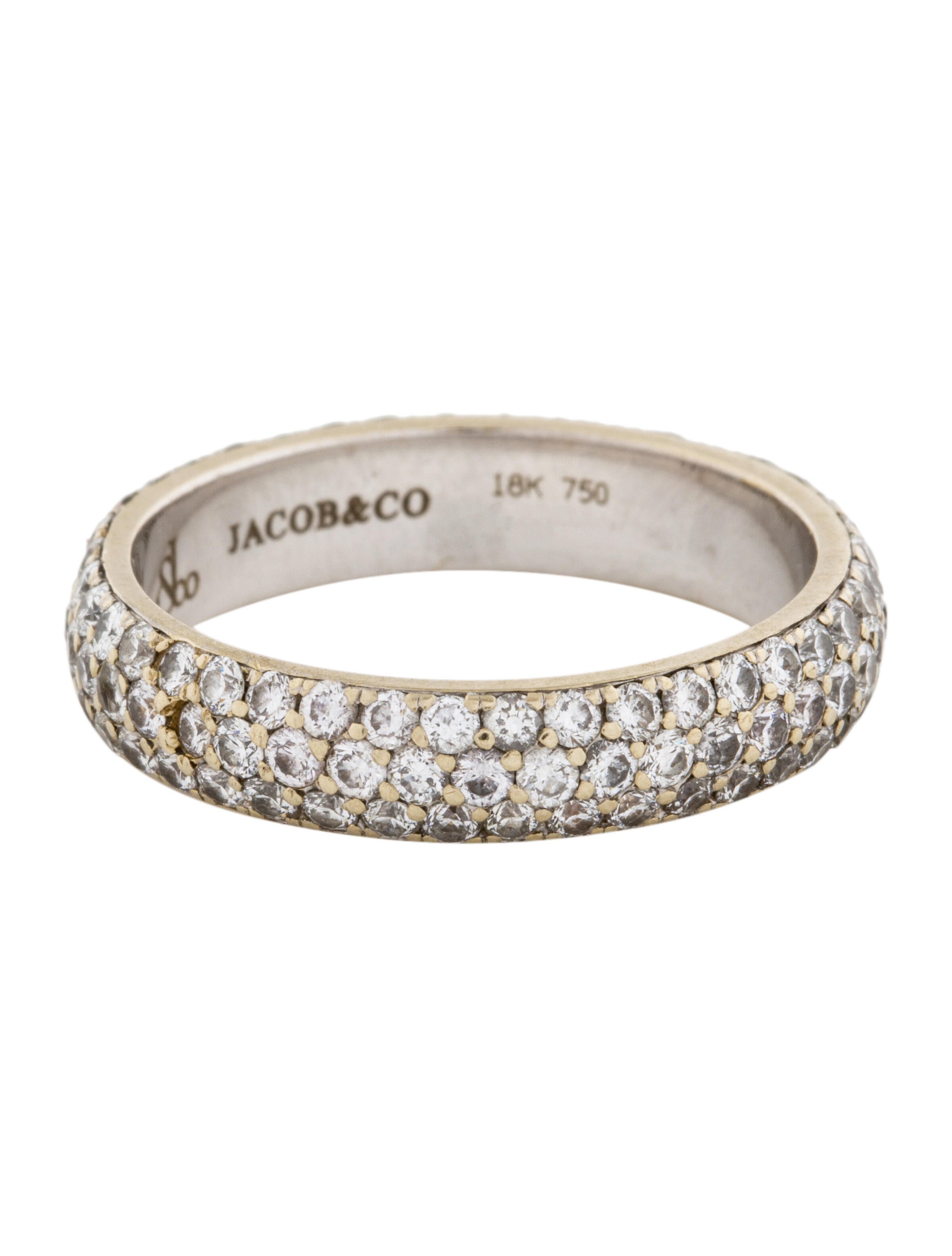Jacob & Co. 18K 1.80ctw Diamond Three-Row Pave Wedding Band - Rhodium ...