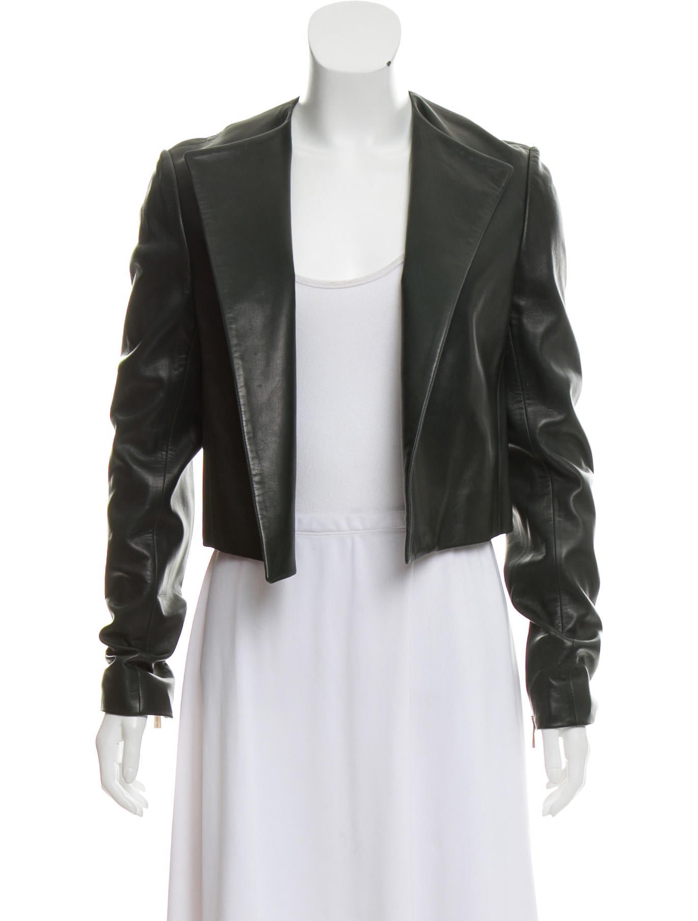 Jason Wu Open Front Leather Jacket - Green Jackets, Clothing - JAS26176 ...