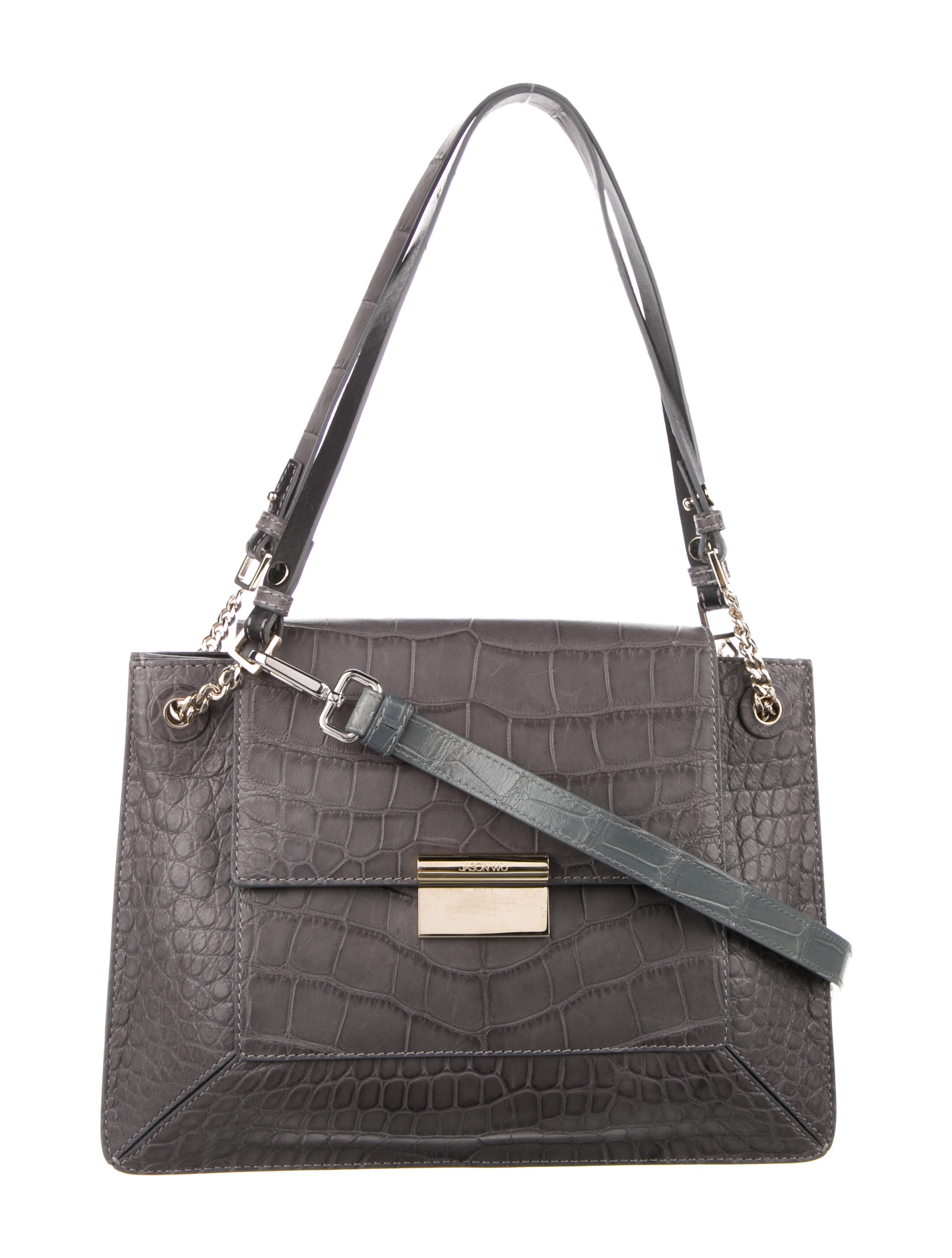 Jason Wu Alligator Embossed Shoulder Bag - Grey Shoulder Bags, Handbags ...