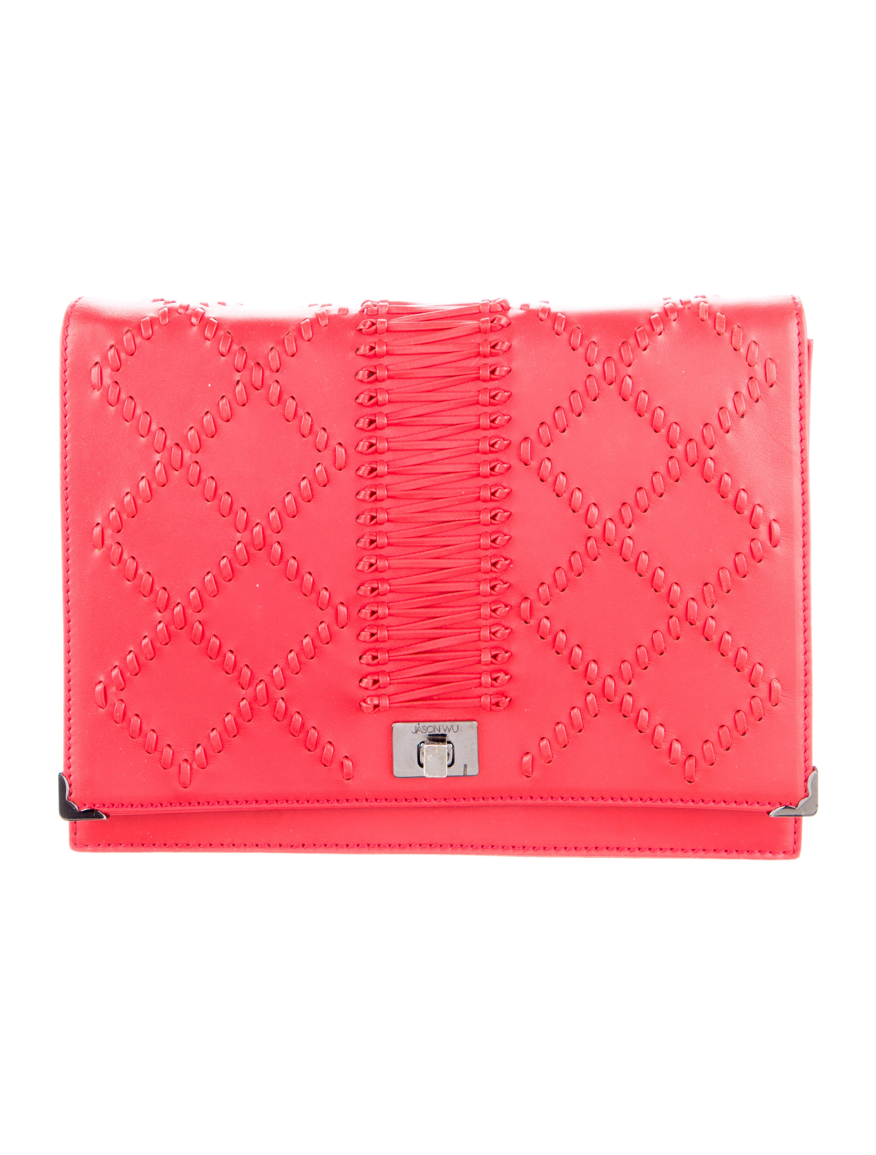 Jason Wu Leather Stitch Accent Clutch - Red Clutches, Handbags ...