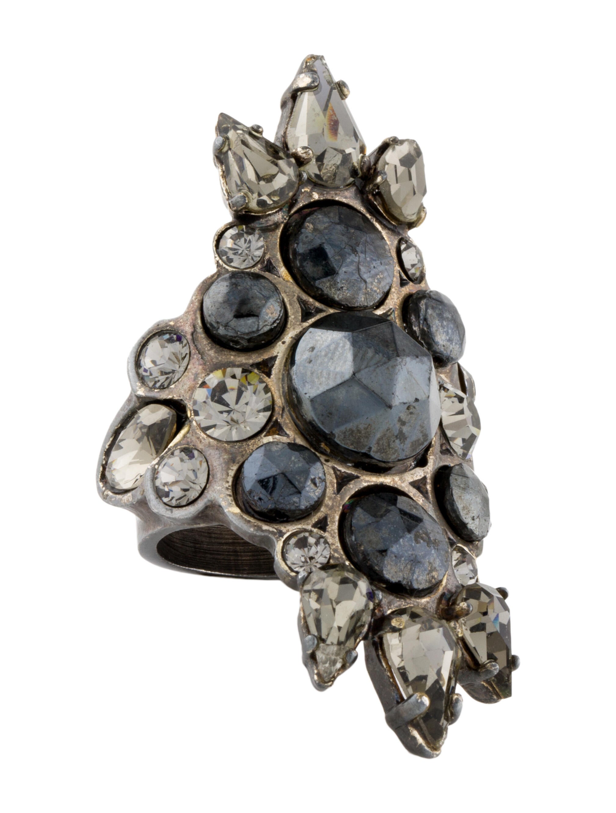 Jean Paul Gaultier Crystal Cocktail Ring - Gunmetal Cocktail Ring ...