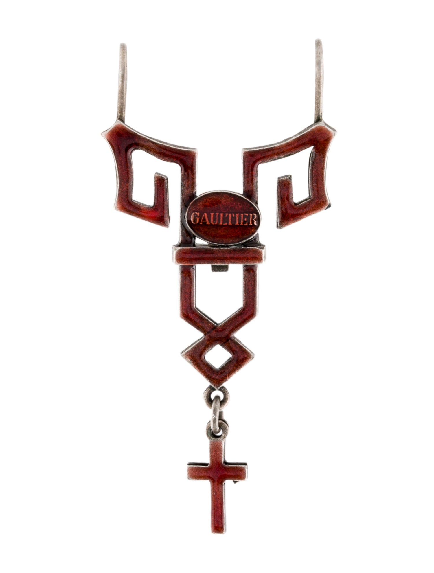 Jean Paul Gaultier Vintage Enamel Double Ear Clip Earring - Silver-Tone ...