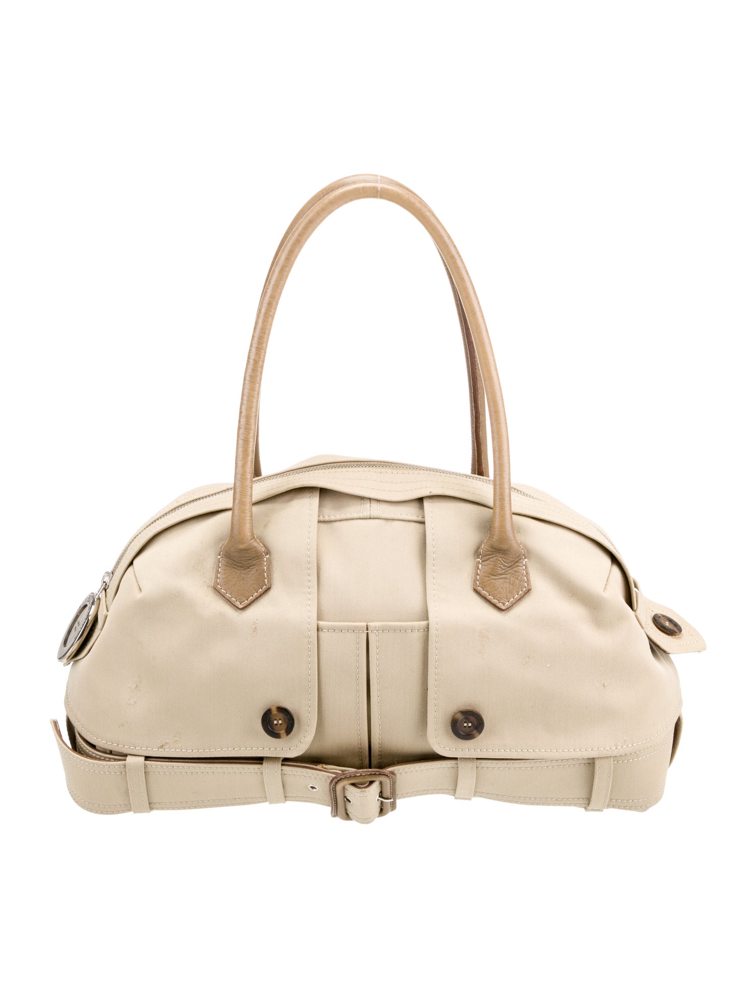 Jean Paul Gaultier Twill Leather-Trimmed Bag - Neutrals Shoulder Bags ...