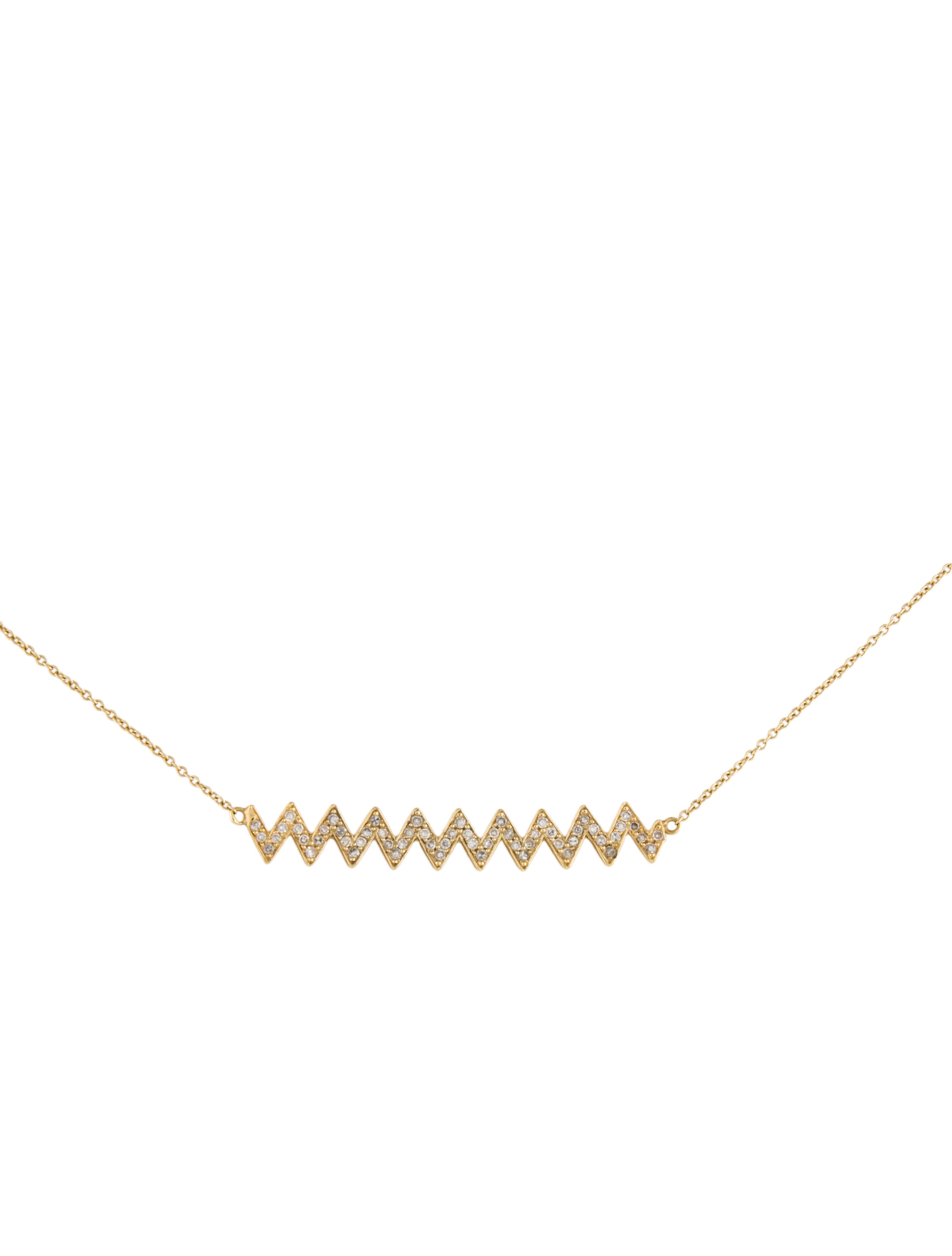 Jennifer Meyer 18K Diamond Zig Zag Pendant Necklace - 14K Yellow Gold ...