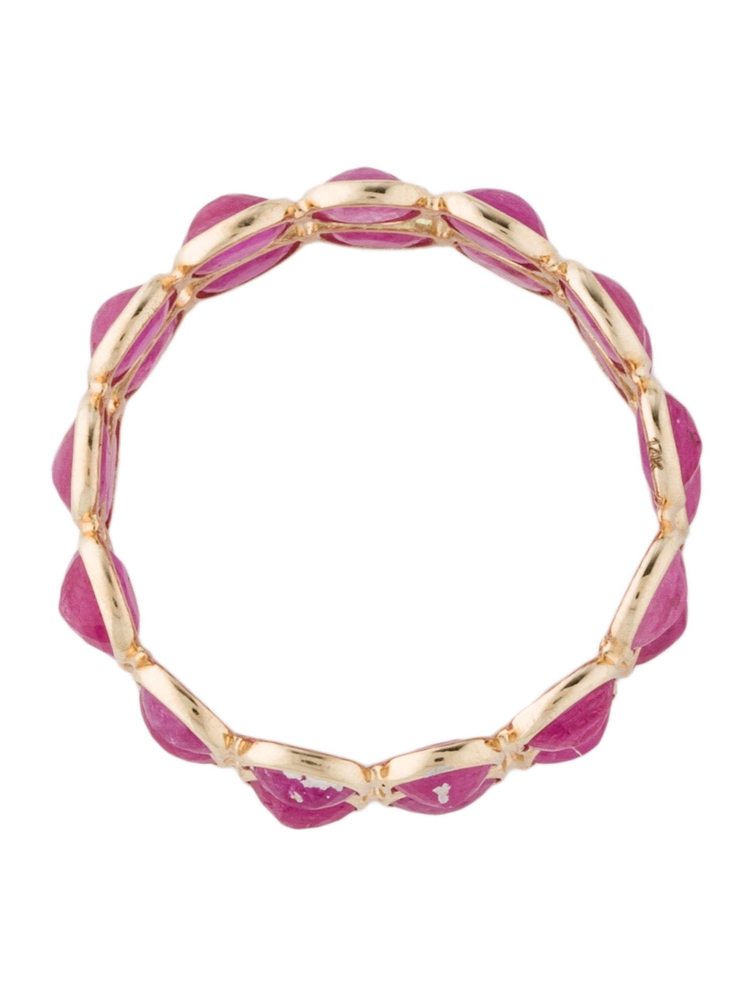 Ring 14K Ruby Double Row Band - 14K Yellow Gold Band, Rings ...