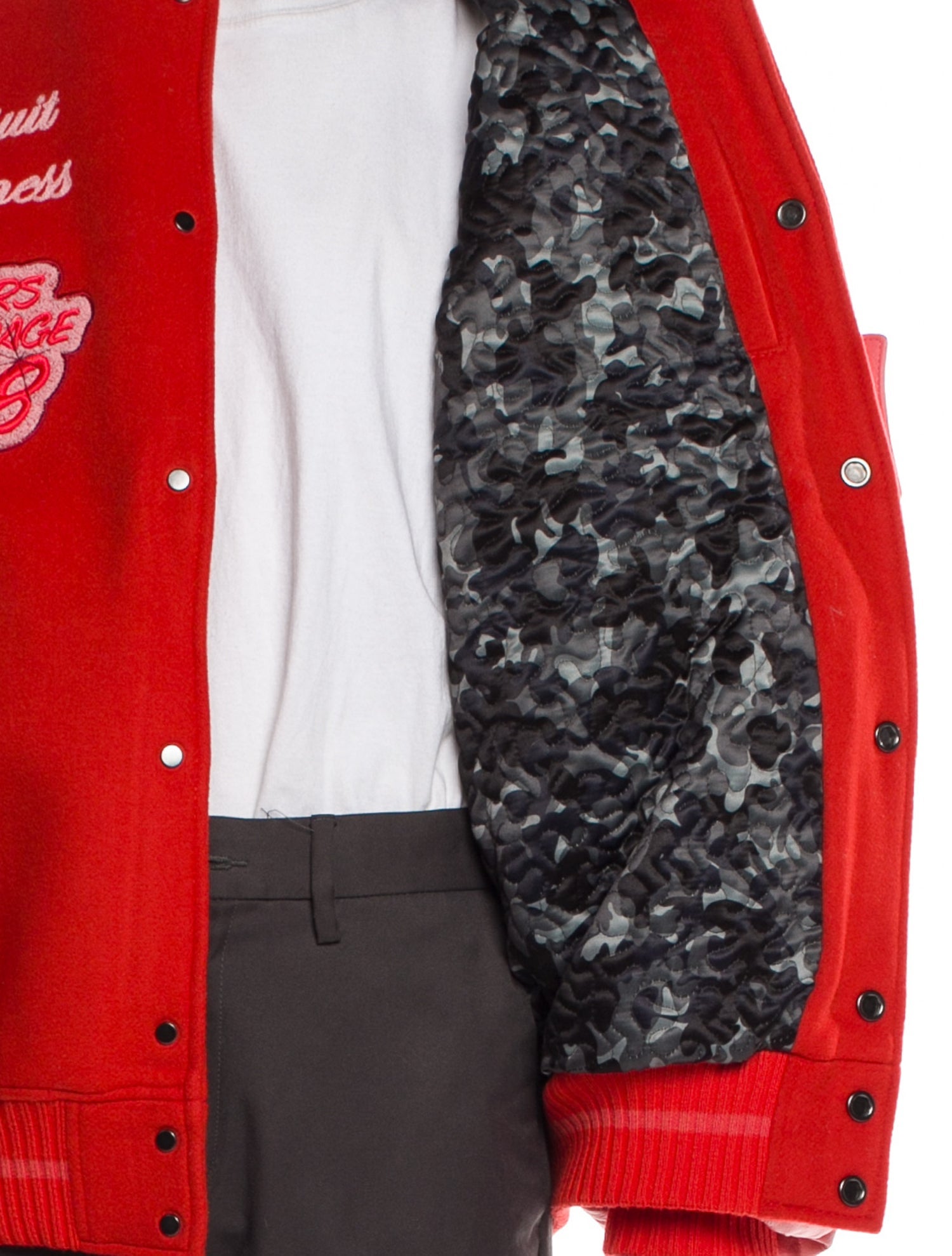 Members of the Rage Virgin Wool Graphic Print Varsity Jacket - Red ...