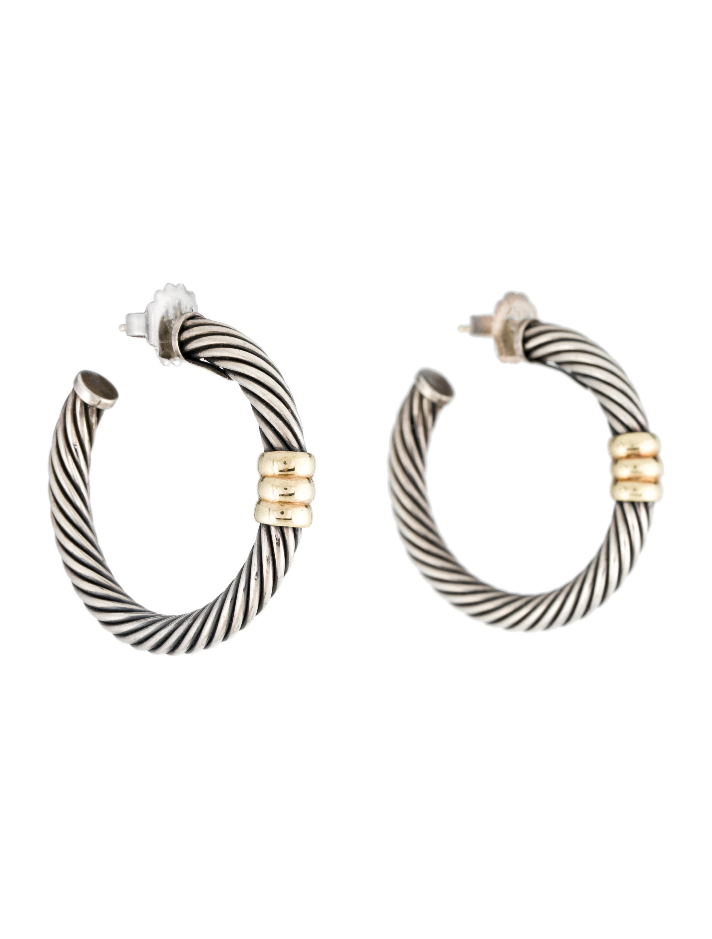 David Yurman 18K Diamond Stax Chain Link Hoop Earrings - 18K White Gold ...