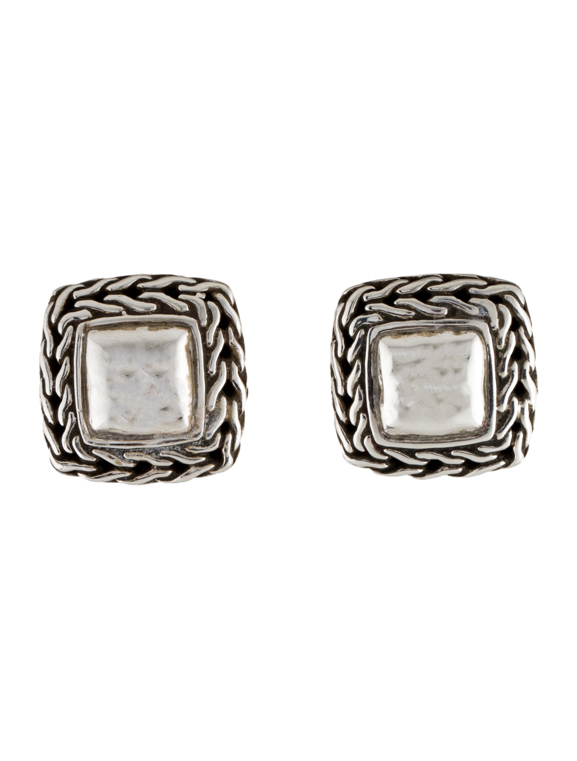 John Hardy Palu Classic Chain Hammered Earrings - Sterling Silver ...
