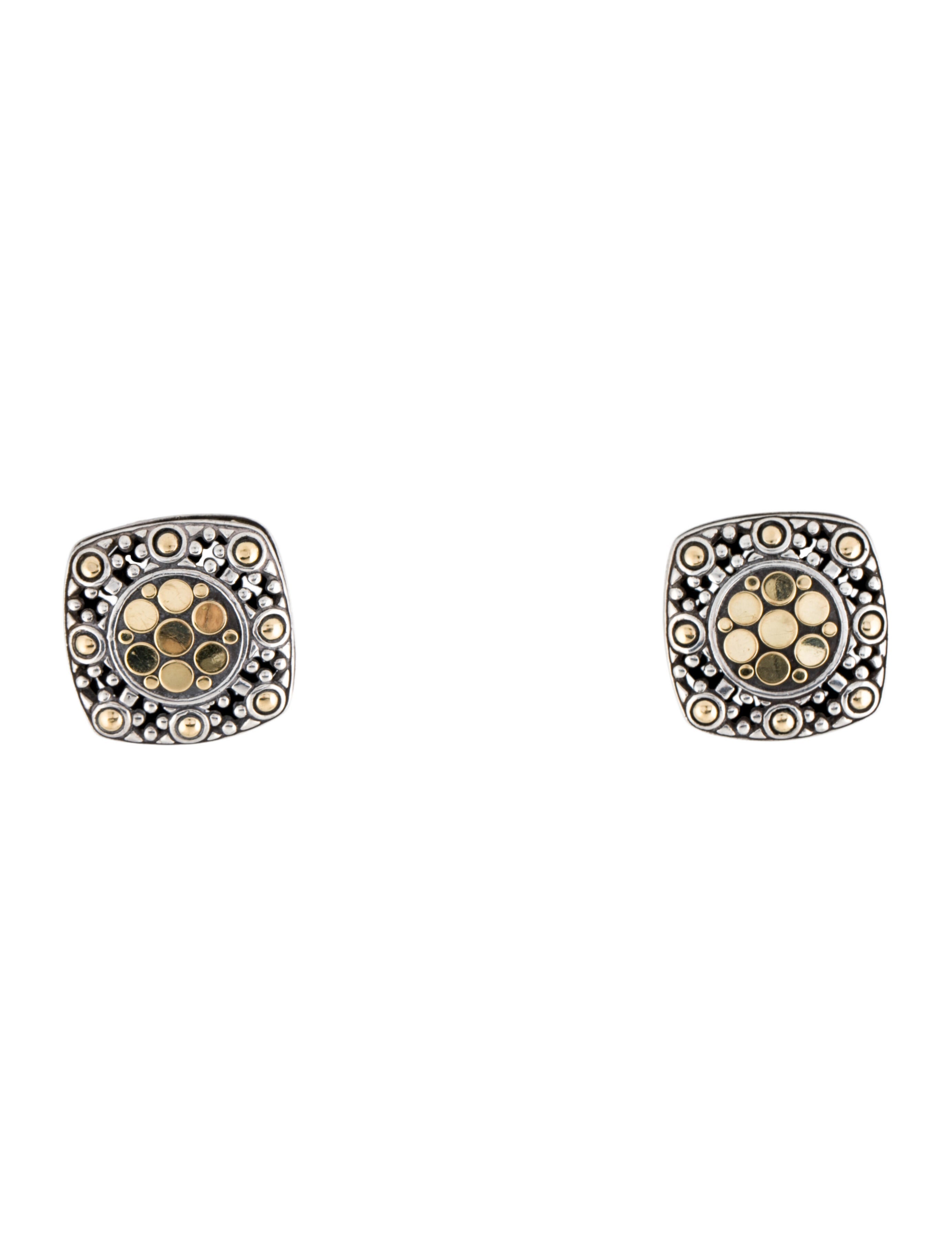 John Hardy Two-Tone Jaisalmer Dot Square Earclips - 18K Yellow Gold ...