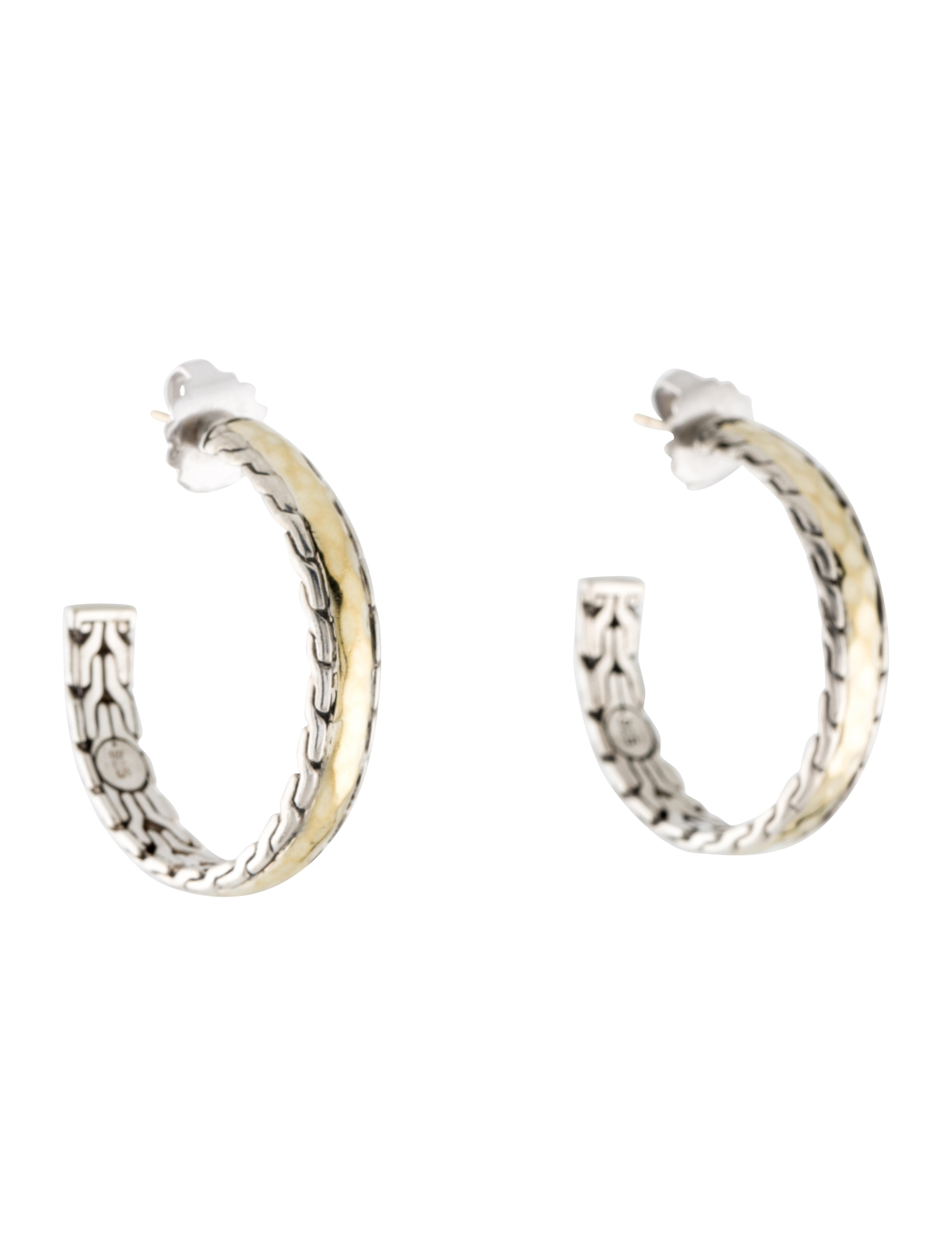 John Hardy Two-Tone Classic Chain Hoop Earrings - 18K Yellow Gold Hoop, Earrings - JHA57105 ...
