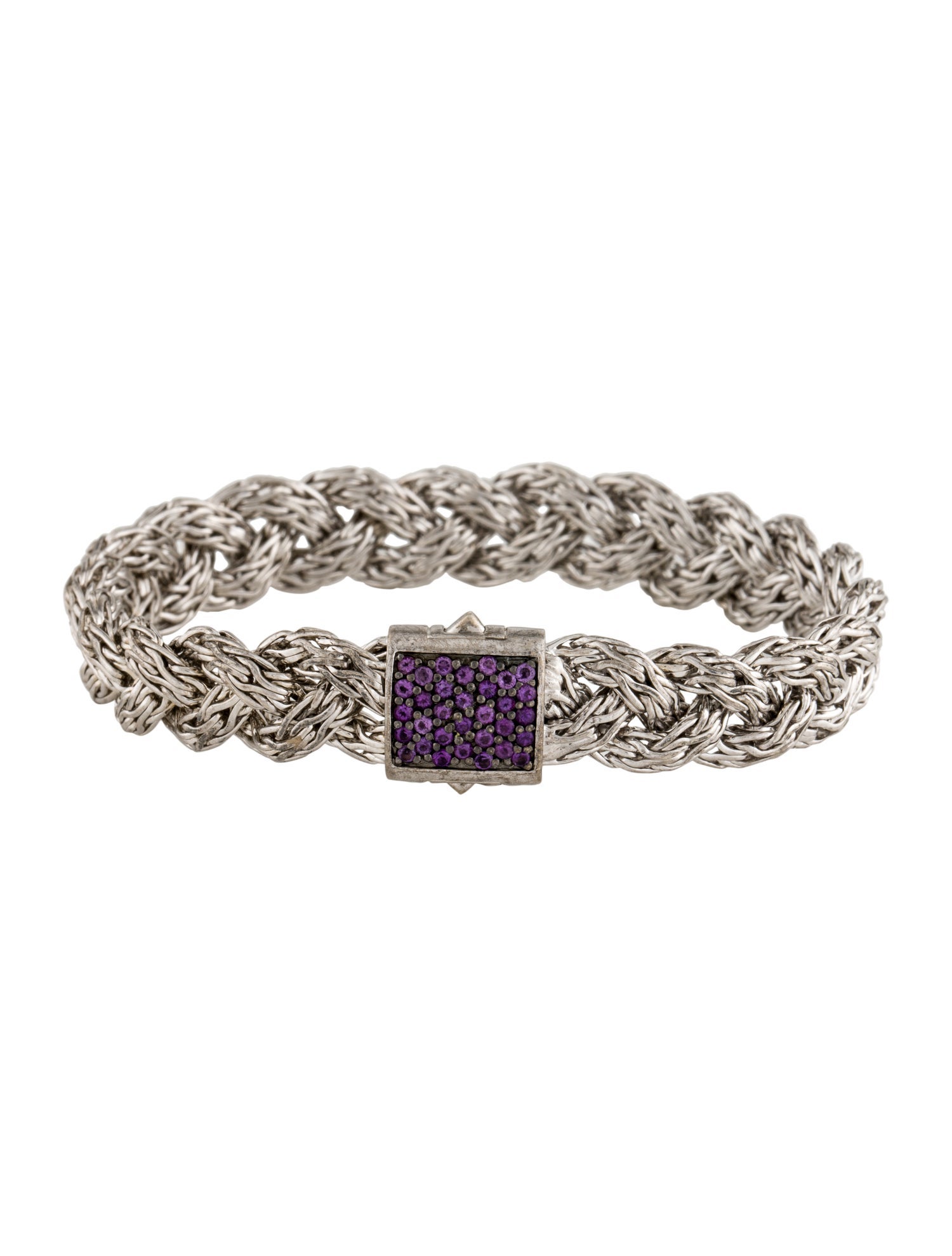 John Hardy Amethyst Braided Classic Chain Station Bracelet - Sterling ...