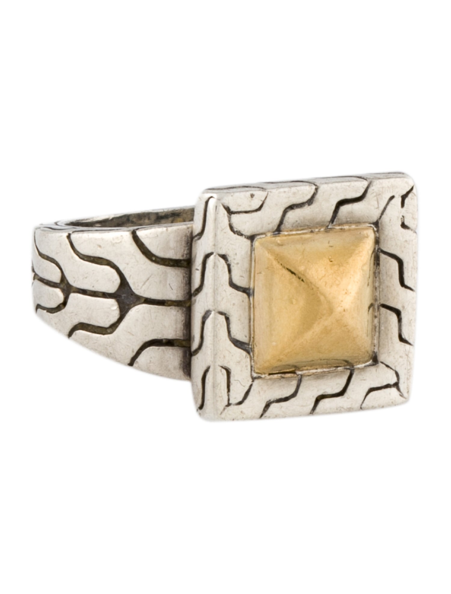David Yurman Two-Tone Cable Classic Signet Ring - 18K Yellow Gold ...