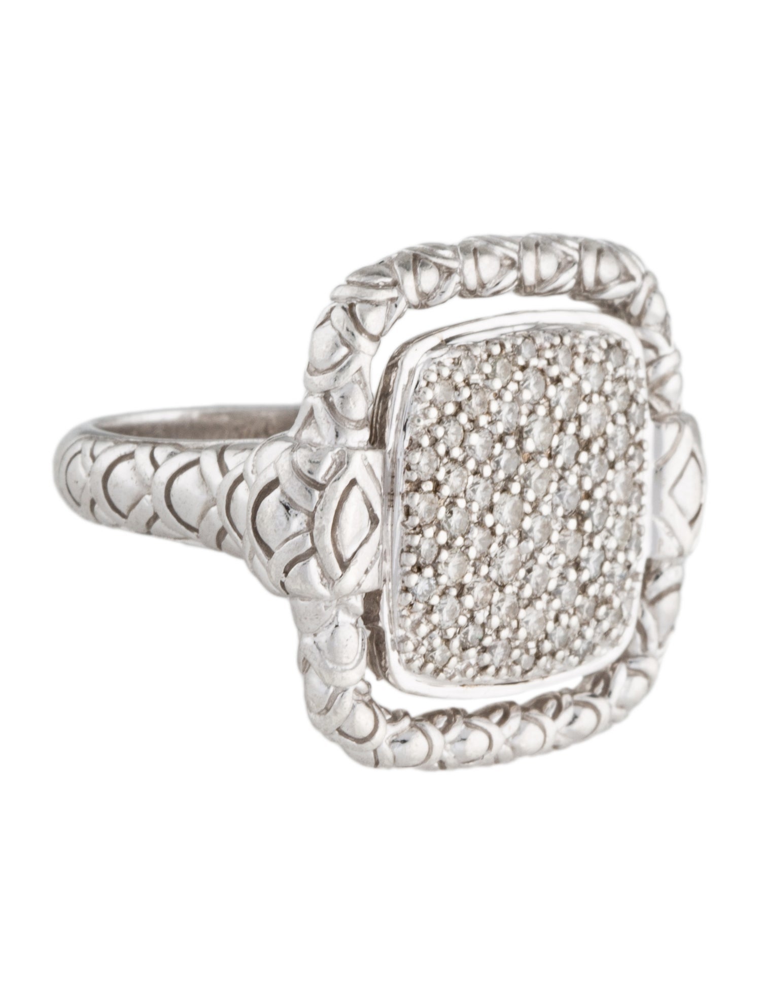 Lagos Diamond Large Square Cocktail Ring - Sterling Silver Cocktail ...