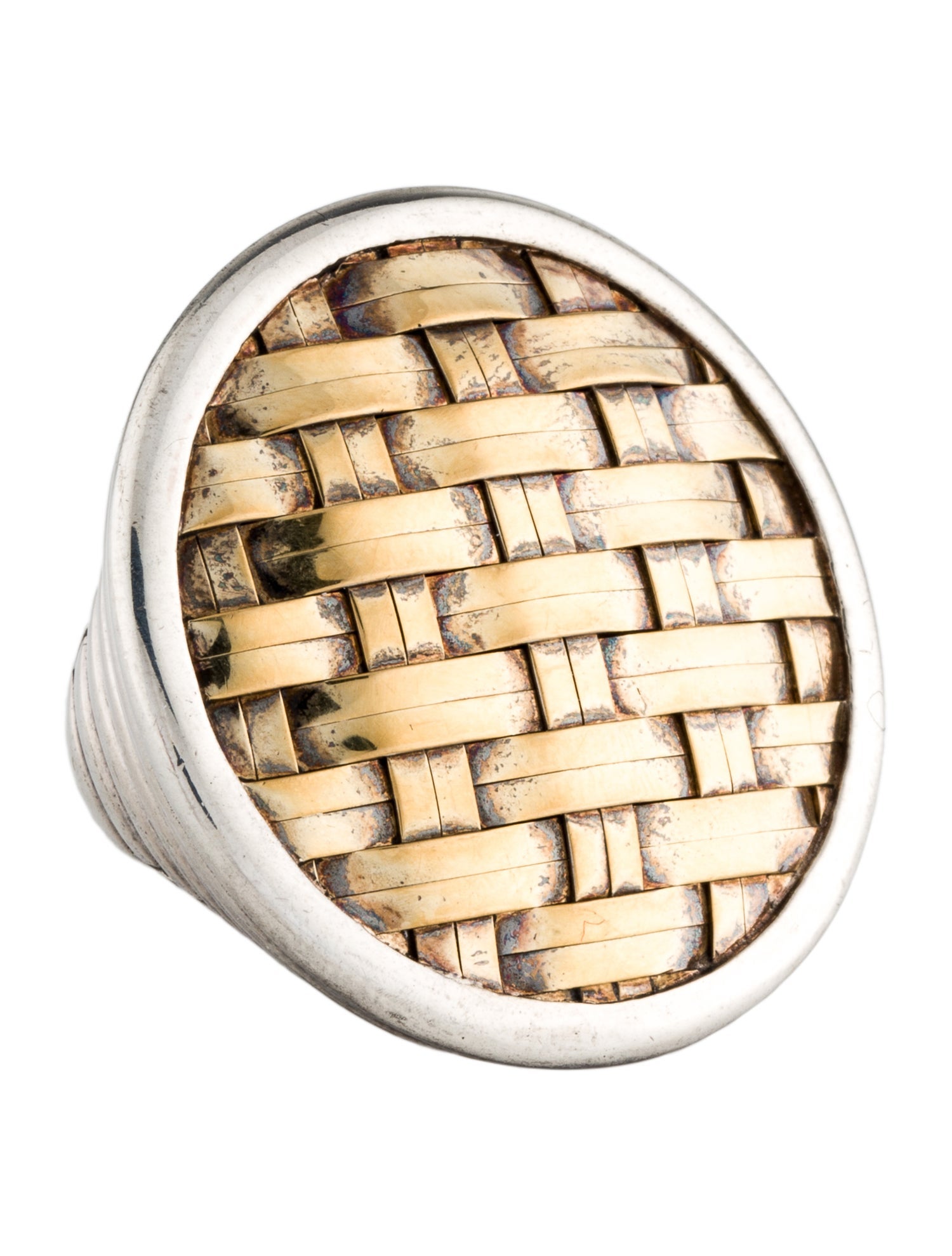 John Hardy Two-Tone Bedeg Basketweave Cocktail Ring - 22K Yellow Gold ...