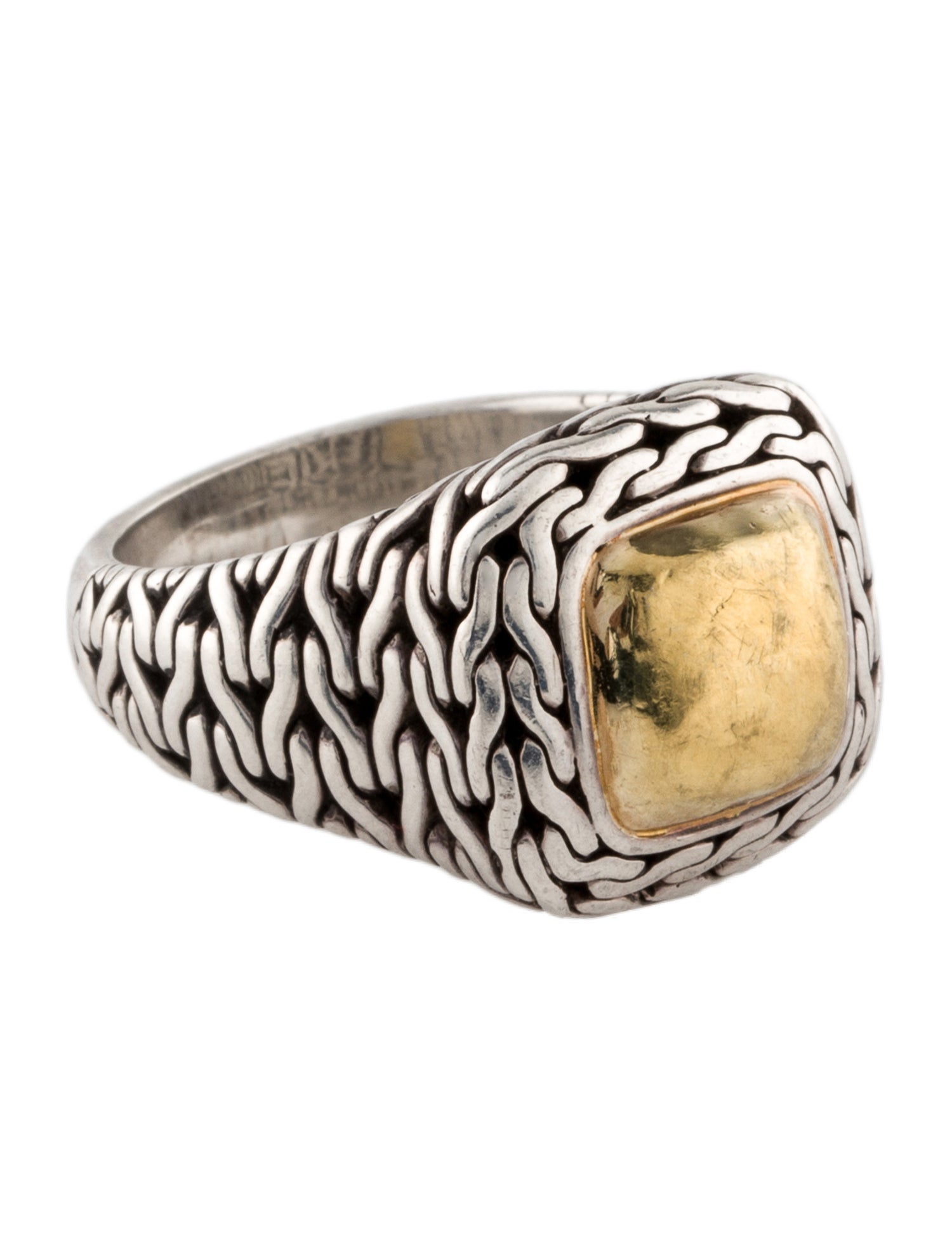 John Hardy Two-Tone Classic Chain Palu Signet Ring - 22K Yellow Gold ...