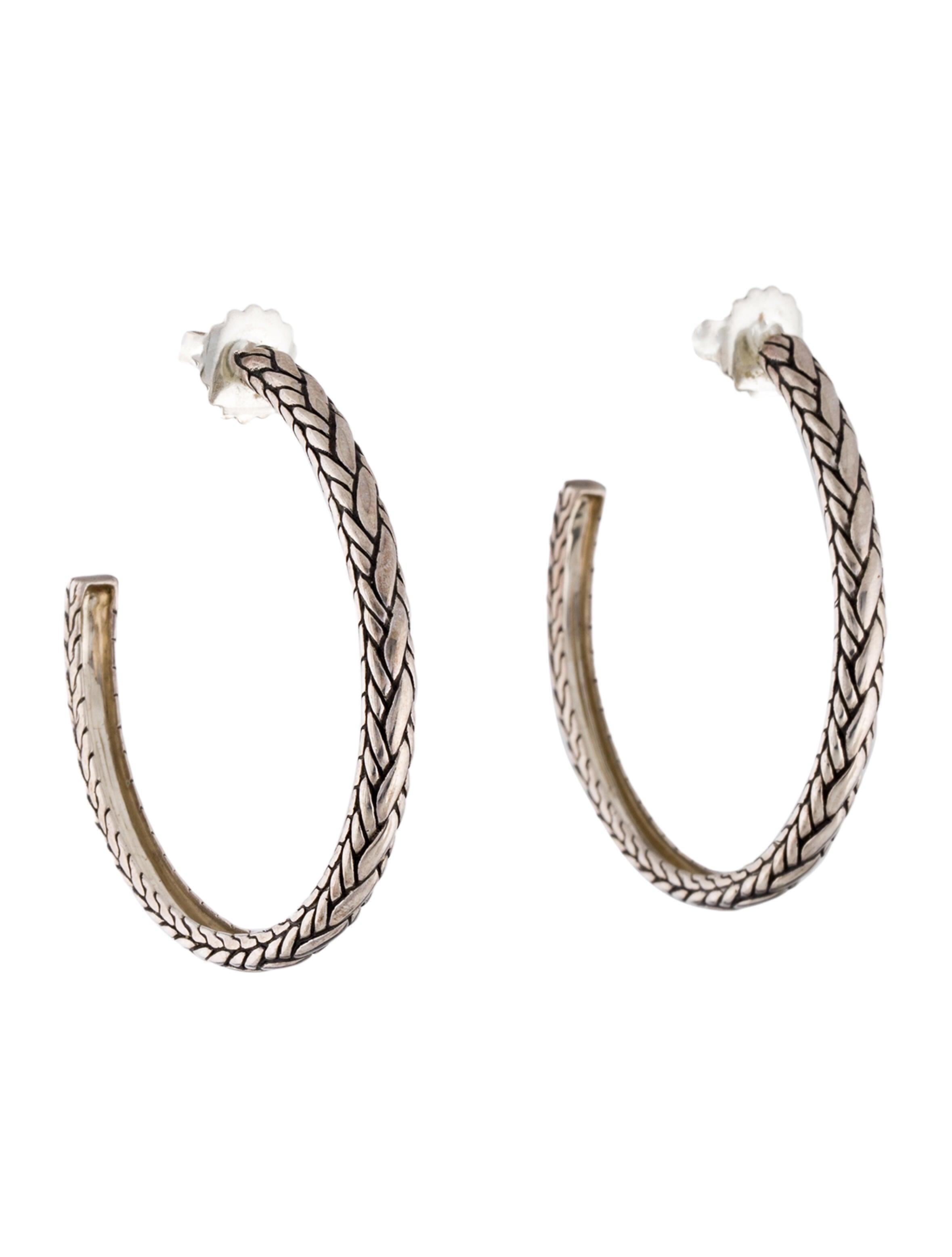 John Hardy Sapphire Classic Chain Large Hoop Earrings - Sterling Silver ...