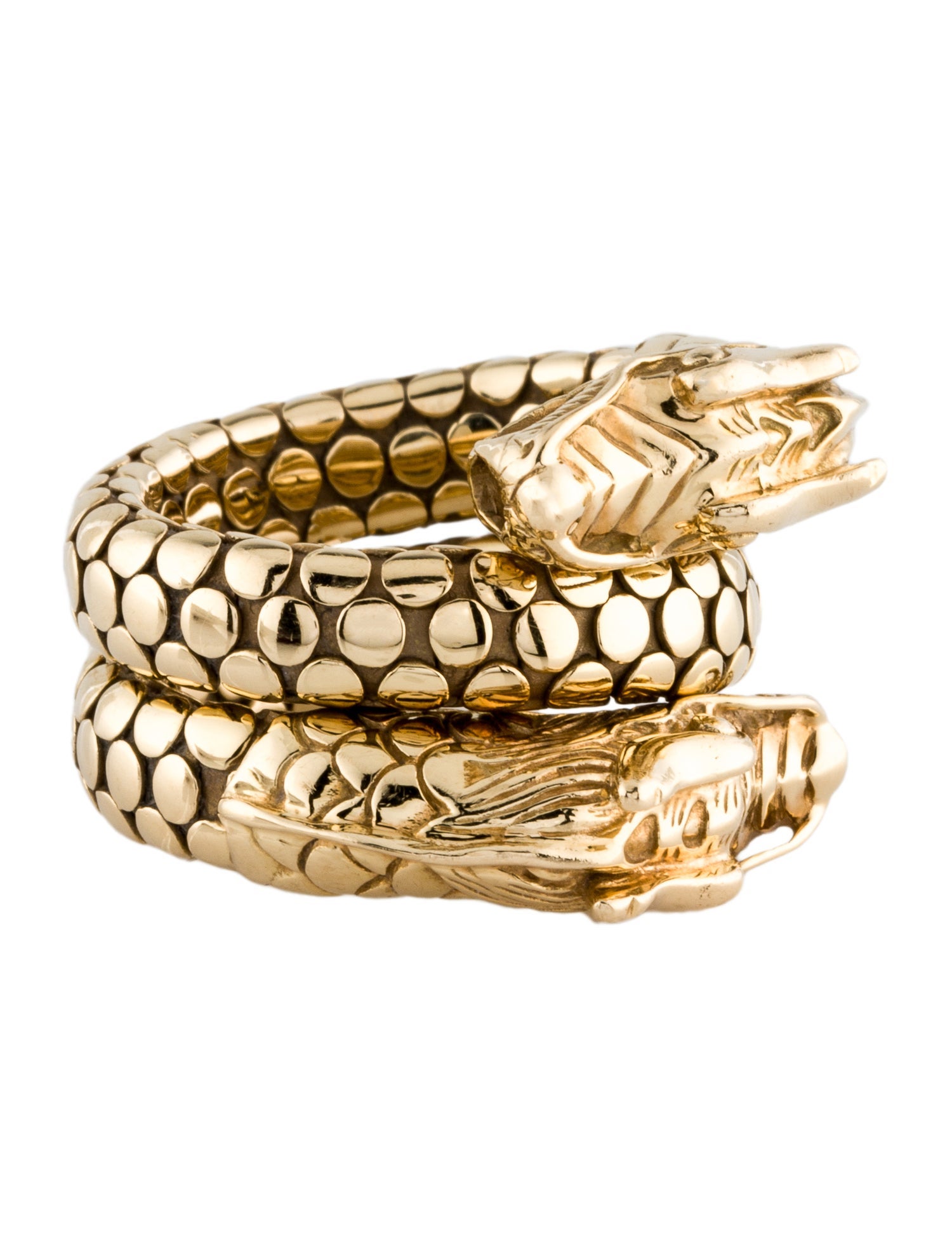 John Hardy 18K Naga Dragon Dot Coil Bypass Wrap Ring - 18K Yellow Gold Cocktail Ring, Rings ...