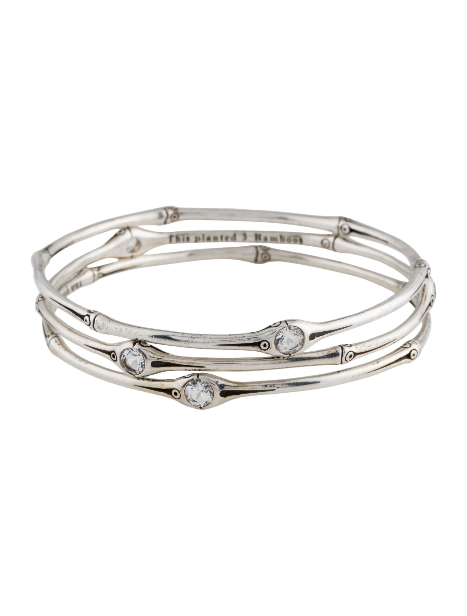 John Hardy Topaz Set of 3 Bamboo Bracelet Bangles - Sterling Silver ...