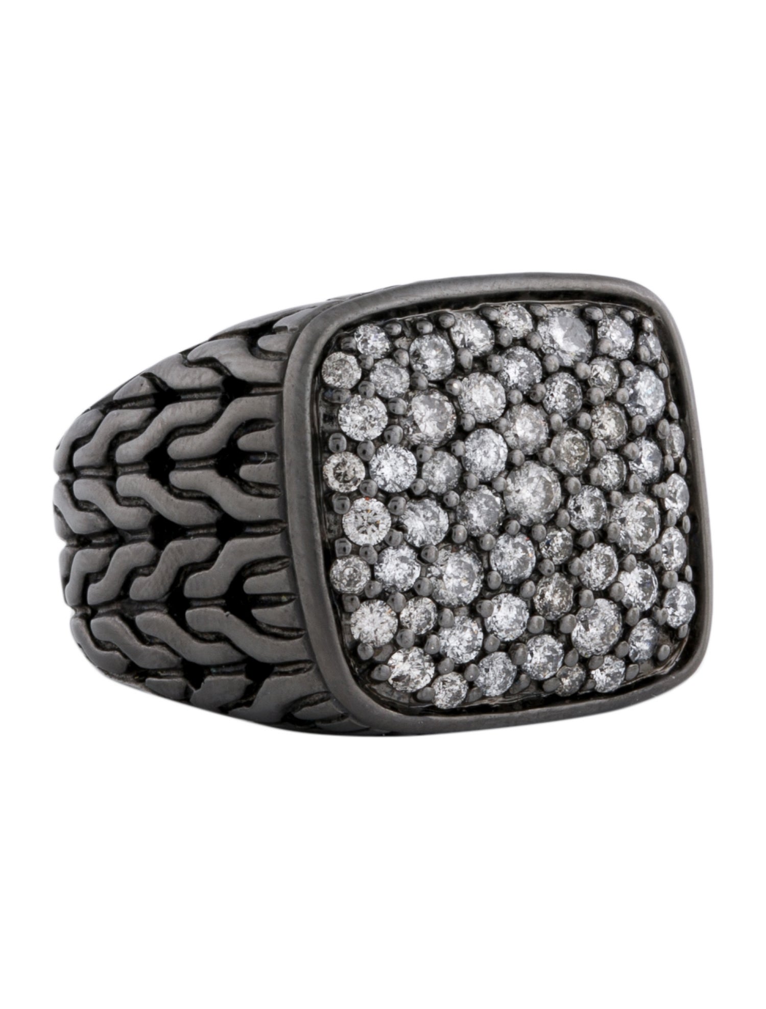 John Hardy 1.37ctw Diamond Classic Chain Signet Ring - Sterling Silver ...