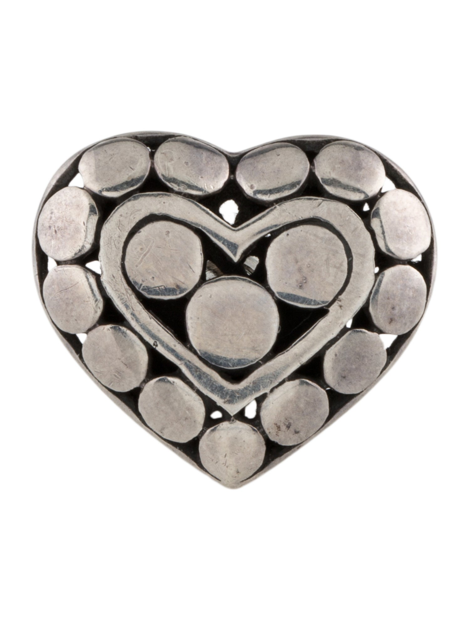 John Hardy Heart Shaped Dot Lapel Pin - Silver-Tone Metal Lapel Pin ...