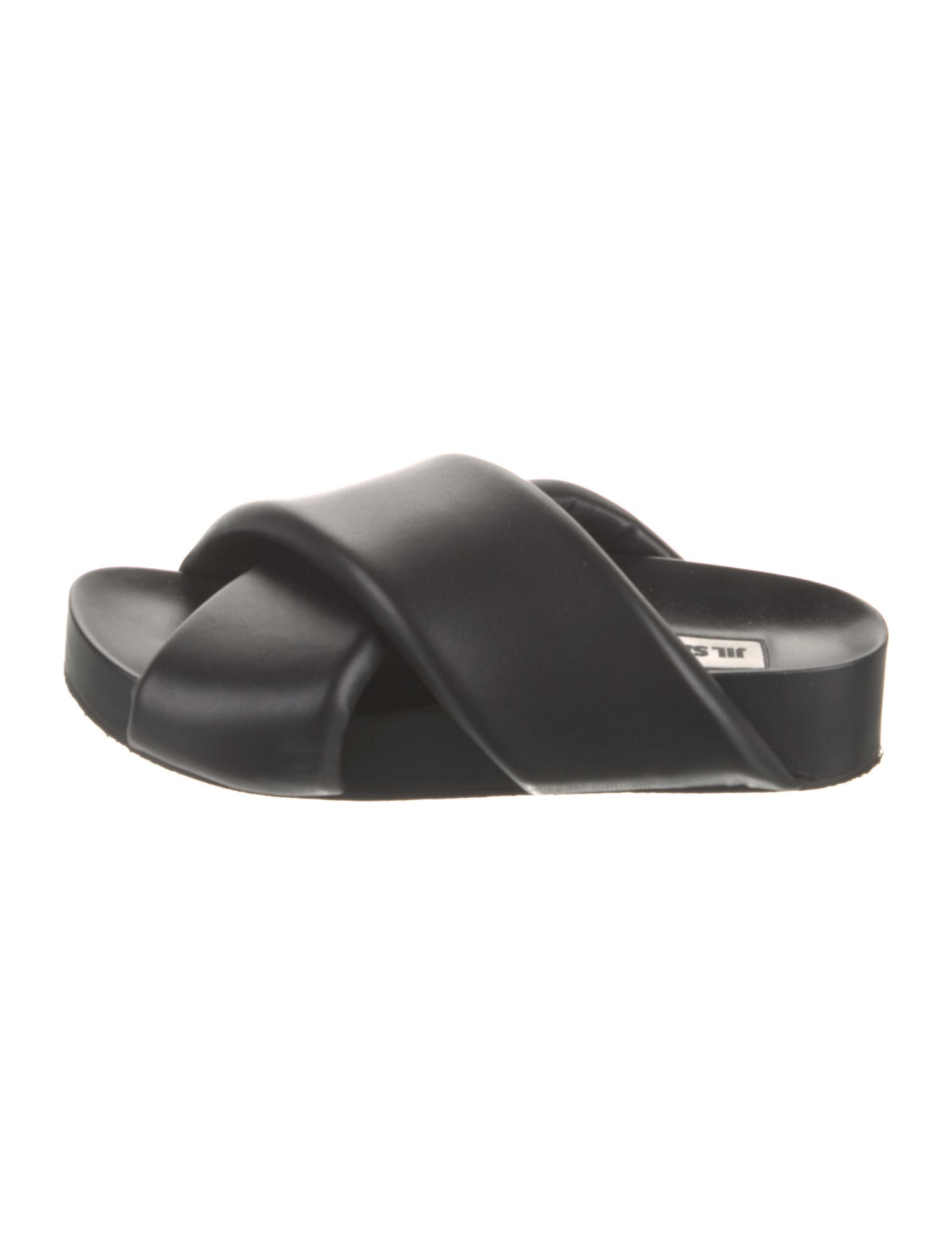 Jil Sander Leather Slides - Black Sandals, Shoes - JIL111541 | The RealReal