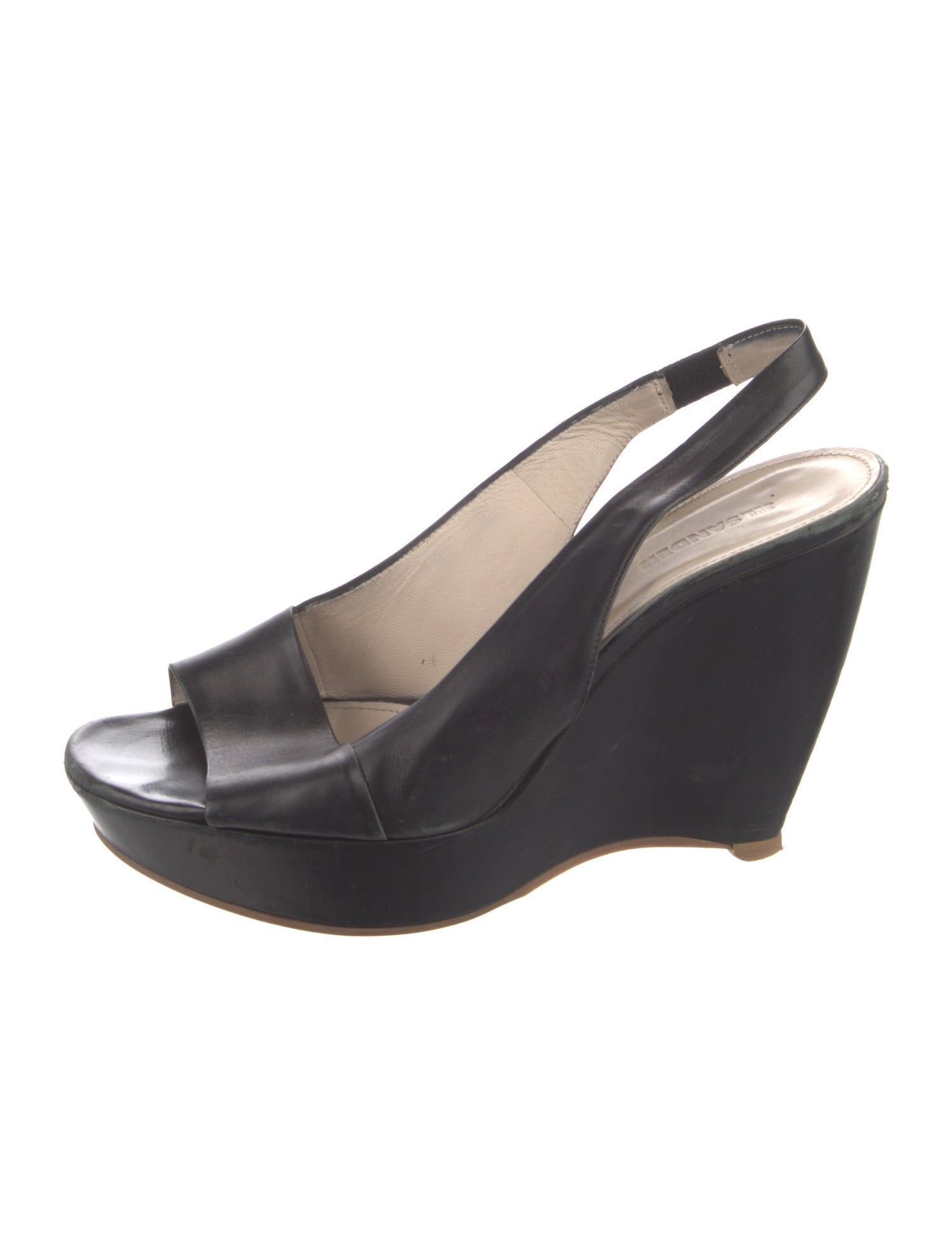 Jil Sander Leather Slingback Sandals - Black Sandals, Shoes - JIL121336 ...