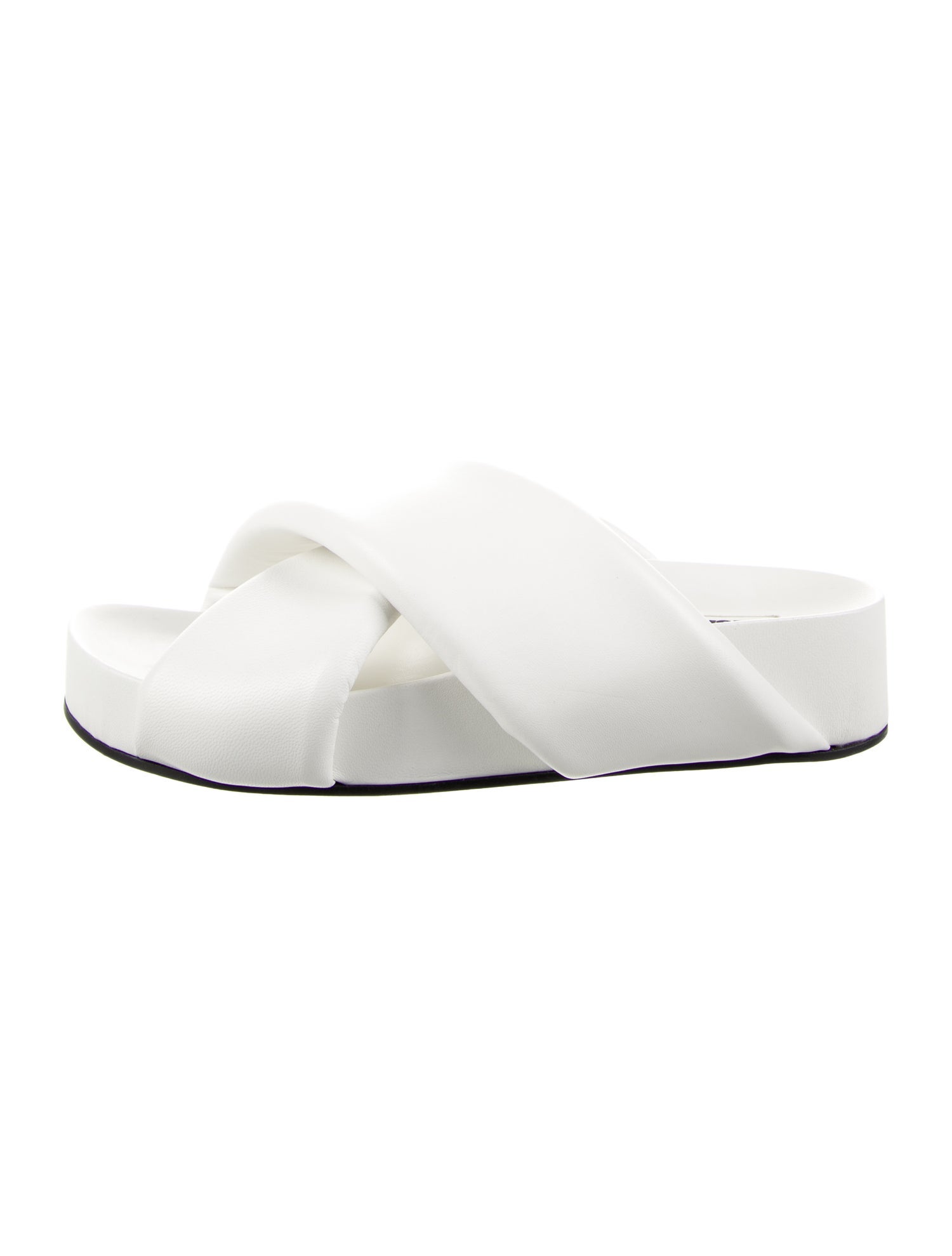 Jil Sander Leather Slides - White Sandals, Shoes - JIL121382 | The RealReal