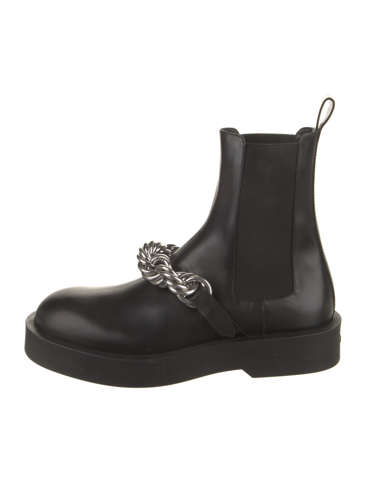 Jil Sander Leather Chain-Link Accents Chelsea Boots w/ Tags - Black ...