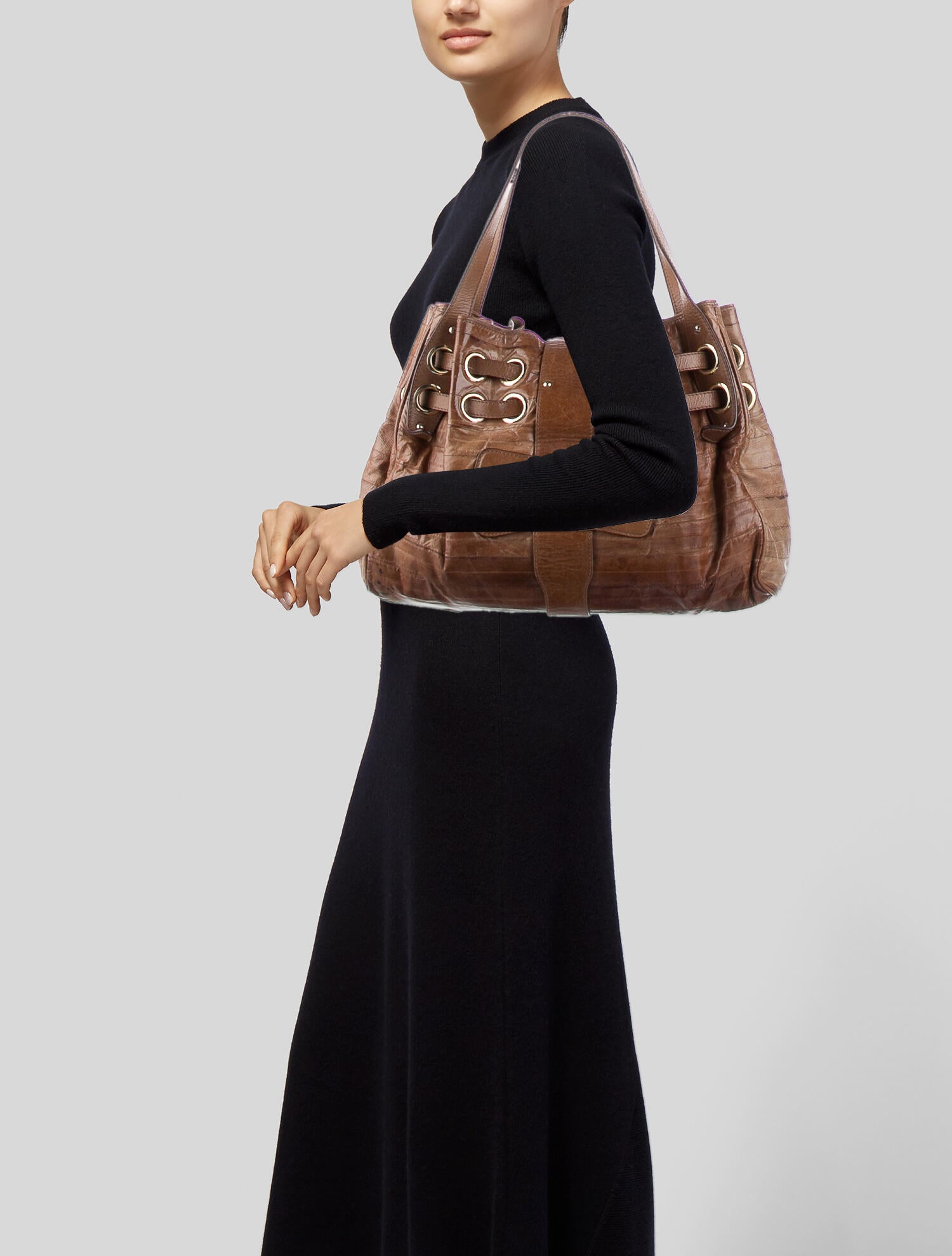 Jimmy Choo Leather Shoulder Bag - Brown Shoulder Bags, Handbags ...