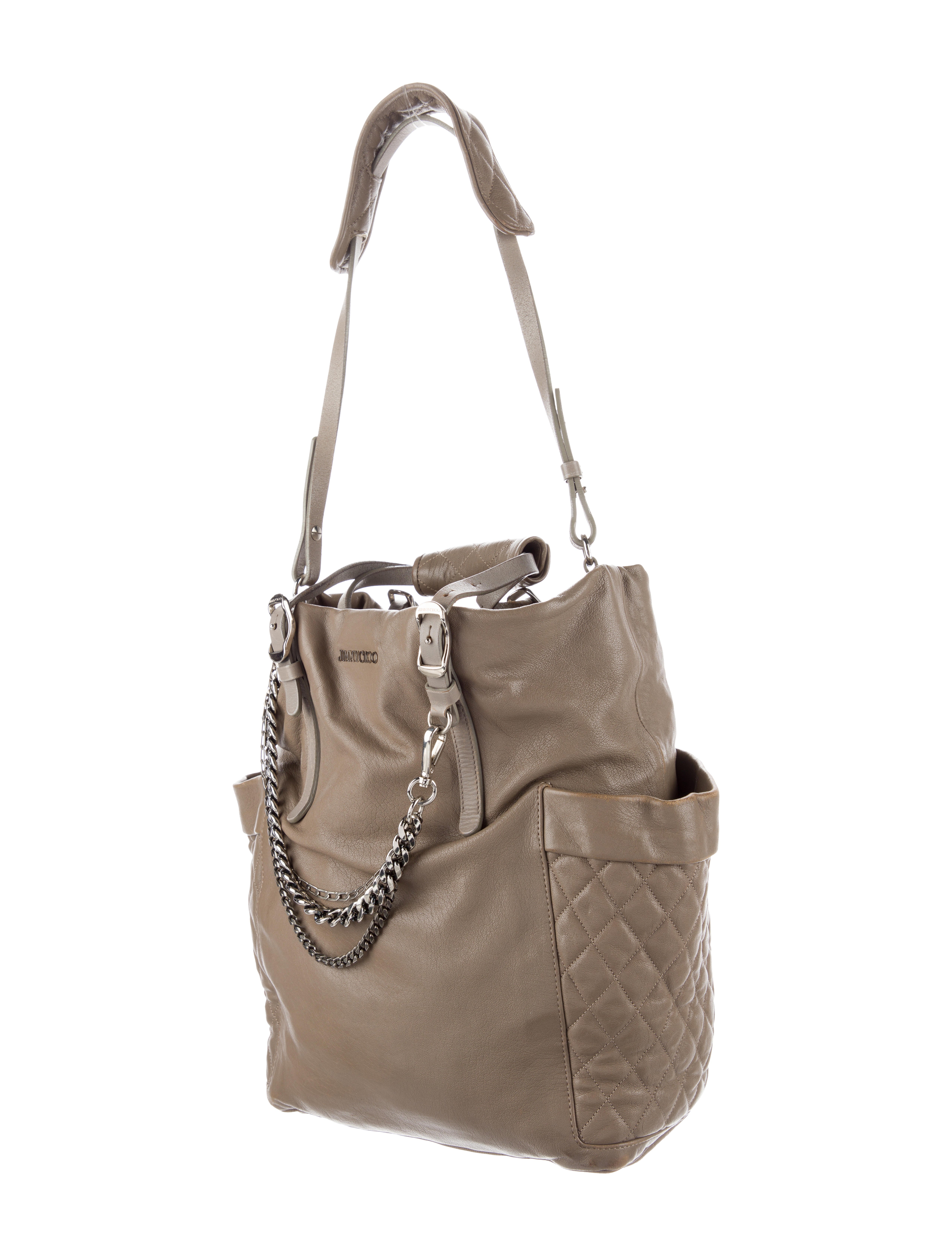 Jimmy Choo Leather Shoulder Bag - Grey Shoulder Bags, Handbags ...