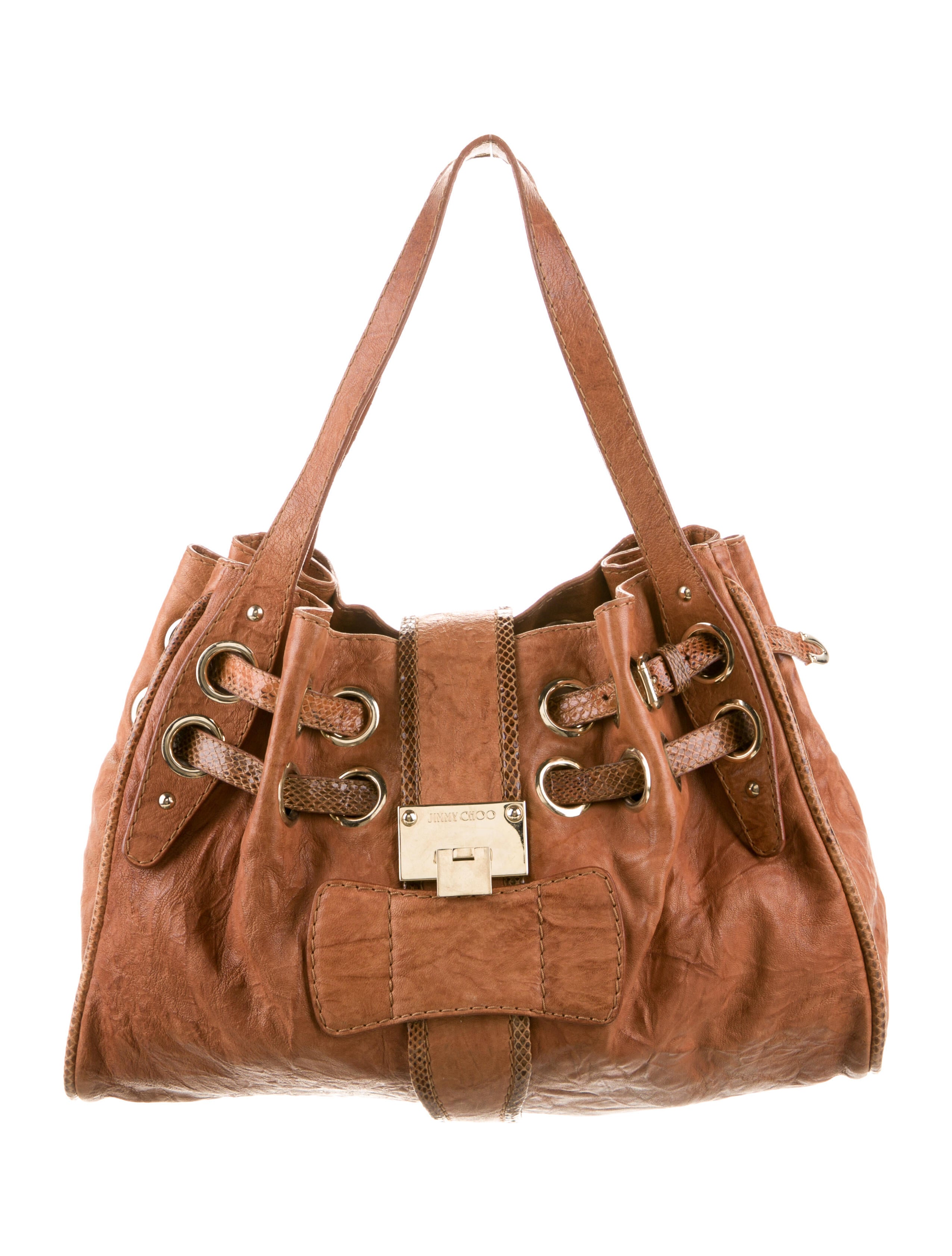 Jimmy Choo Snakeskin-Trim Shoulder Bag - Neutrals Shoulder Bags ...