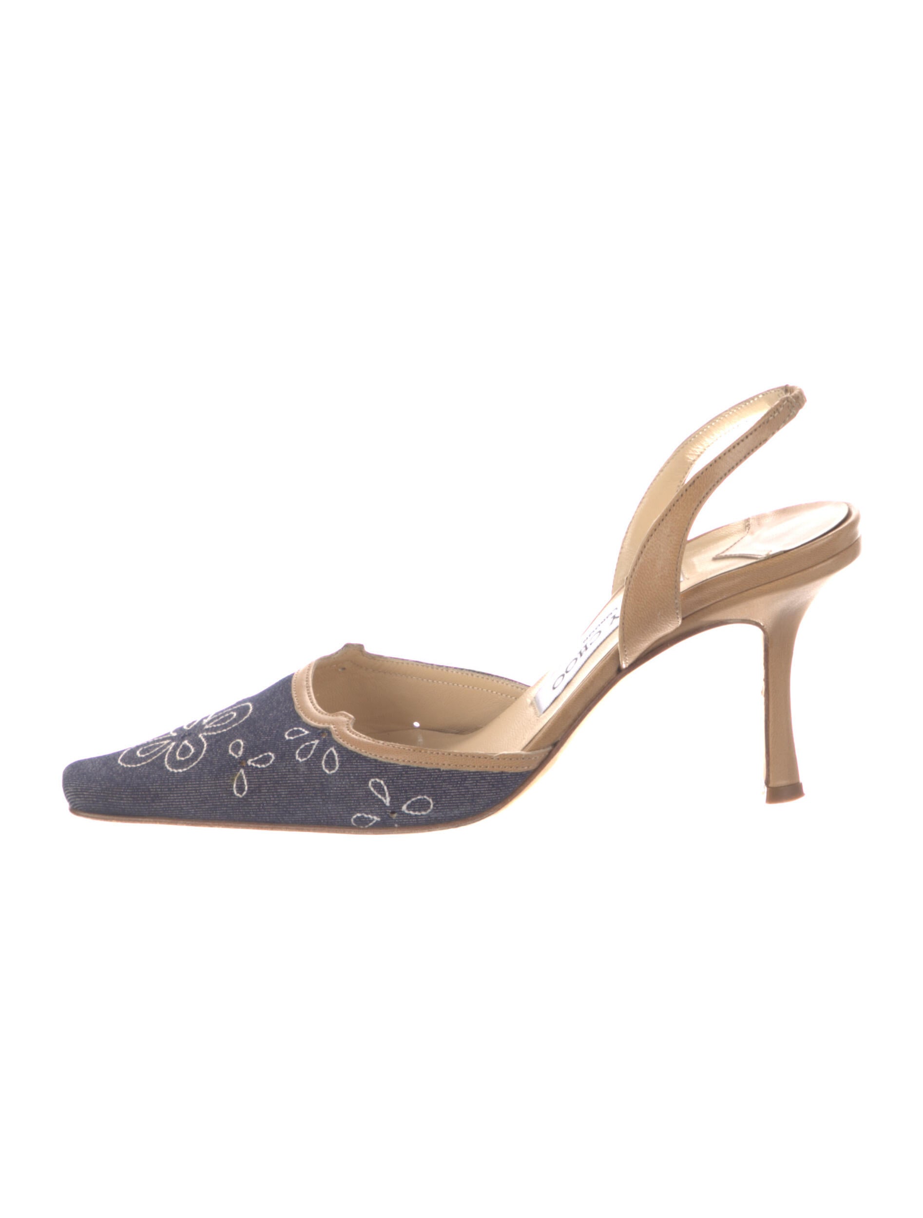 Jimmy Choo Floral Print Lasercut Accents Slingback Pumps - Blue Pumps ...