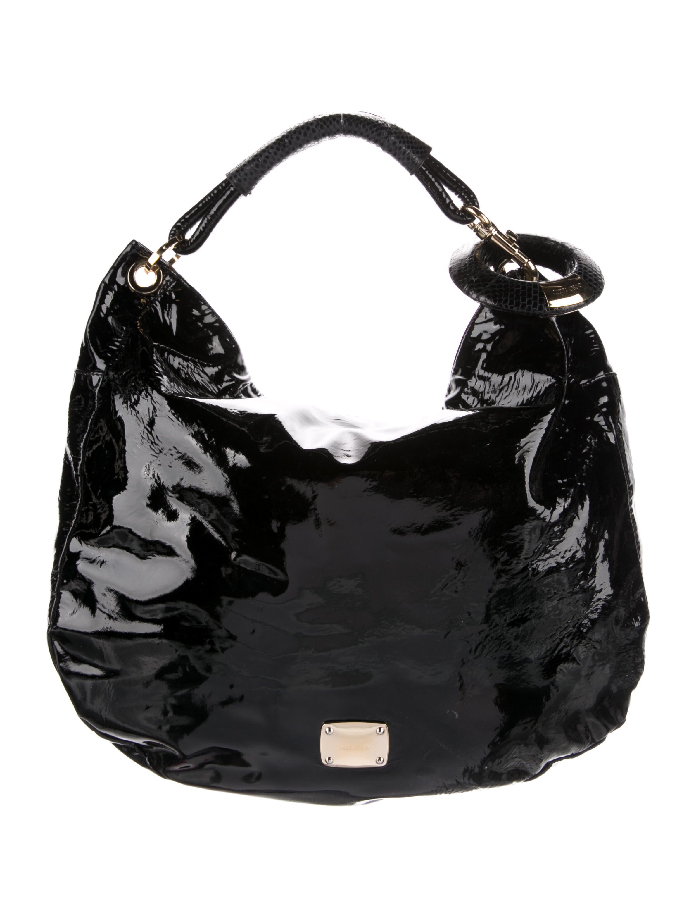 Jimmy Choo Patent Leather Hobo Bag - Black Hobos, Handbags - JIM309346 ...