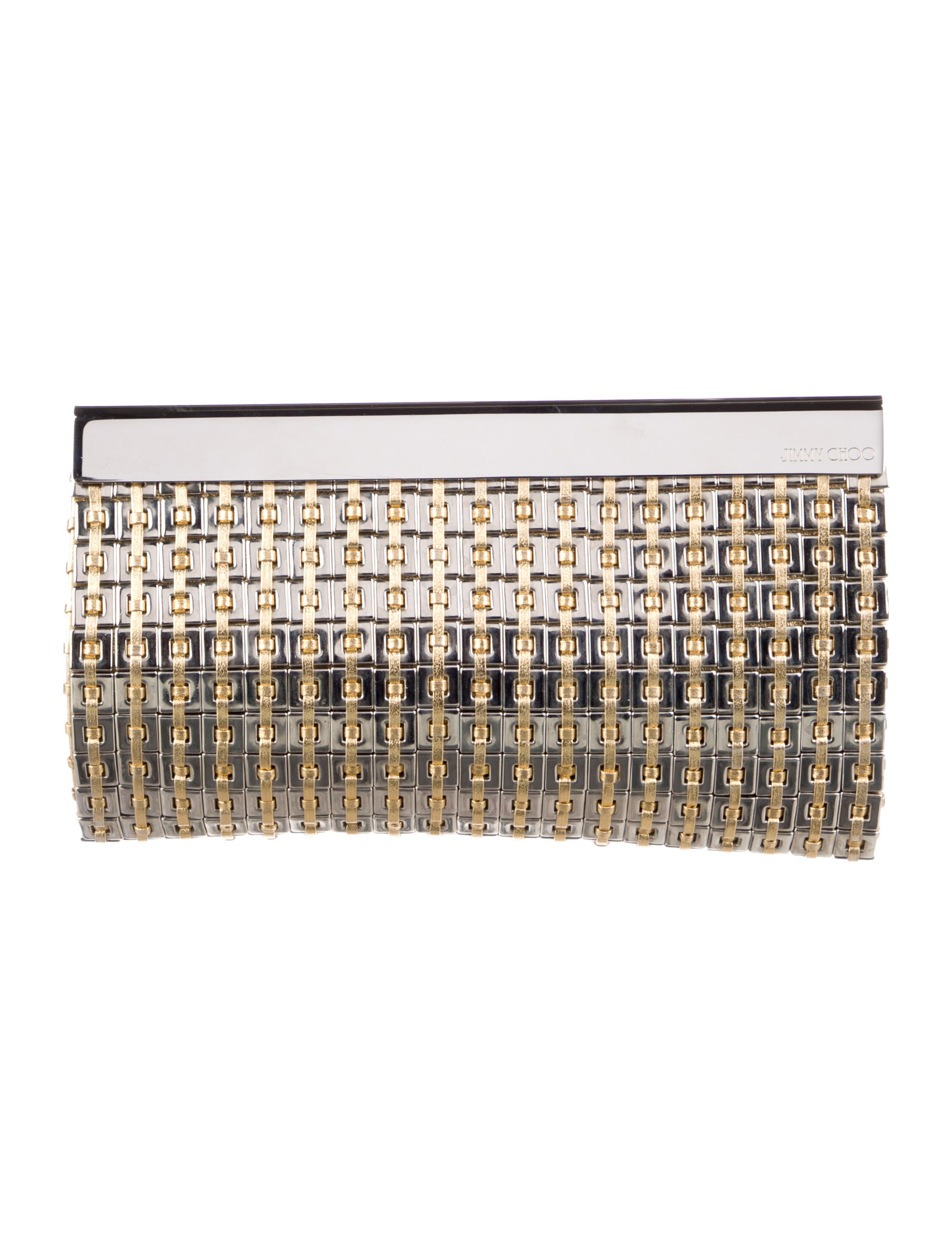 Jimmy Choo Metal Leather- Trimmed Clutch - Gold Clutches, Handbags ...