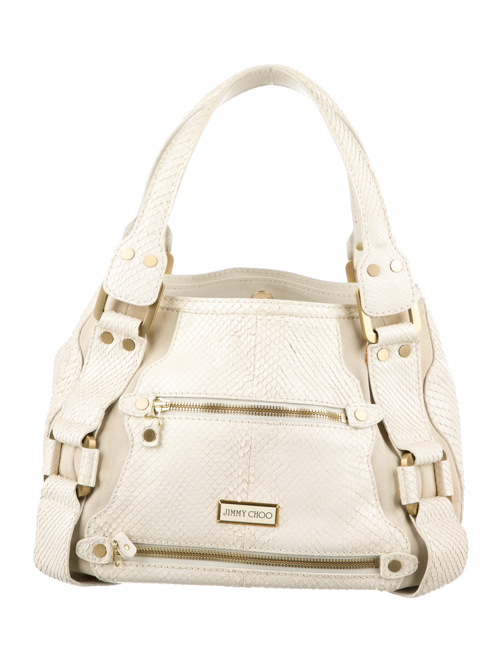Jimmy Choo Snakeskin Suede-Trimmed Shoulder Bag - White Shoulder Bags ...
