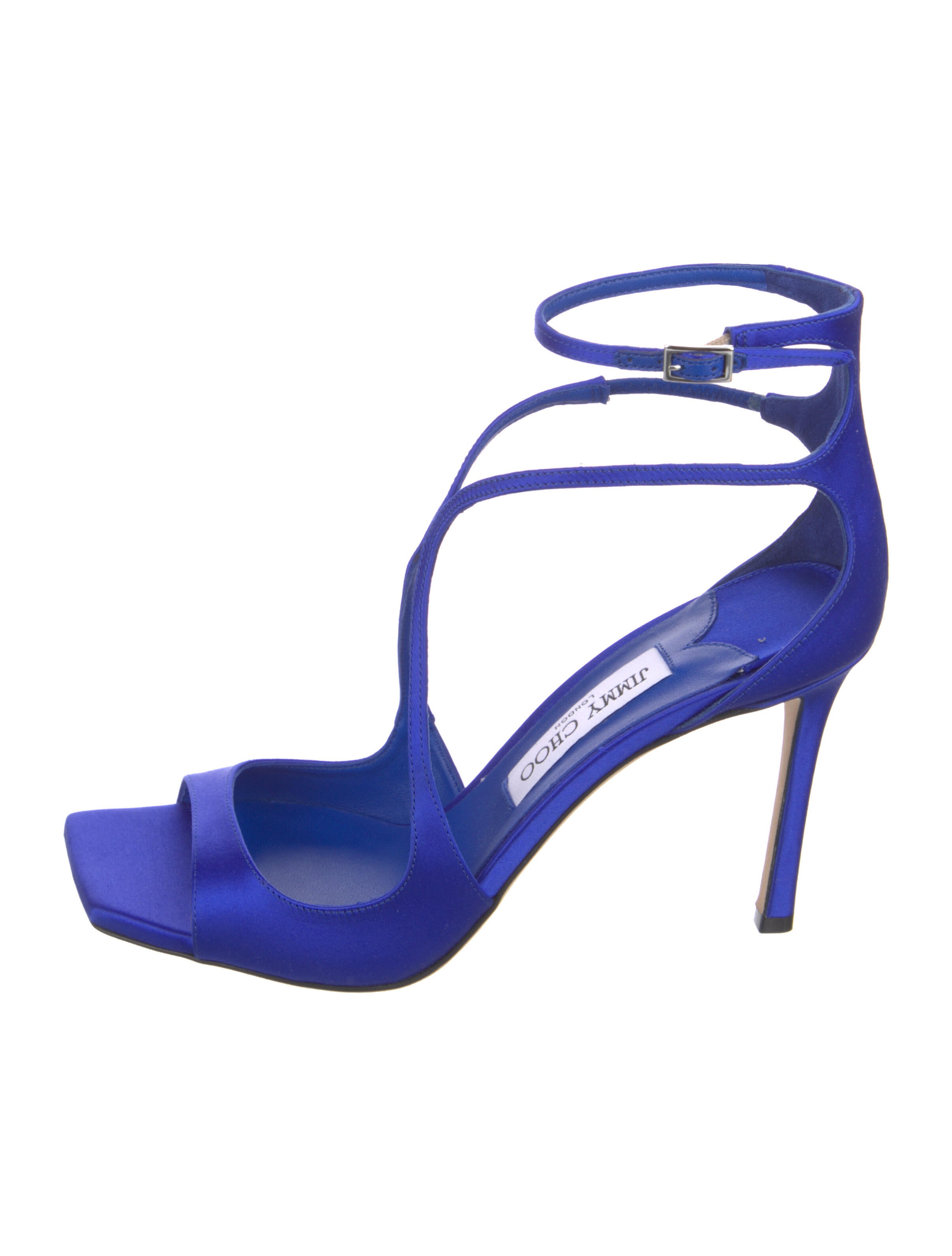 Jimmy Choo Metallic Ankle Strap Sandals - Blue Sandals, Shoes ...