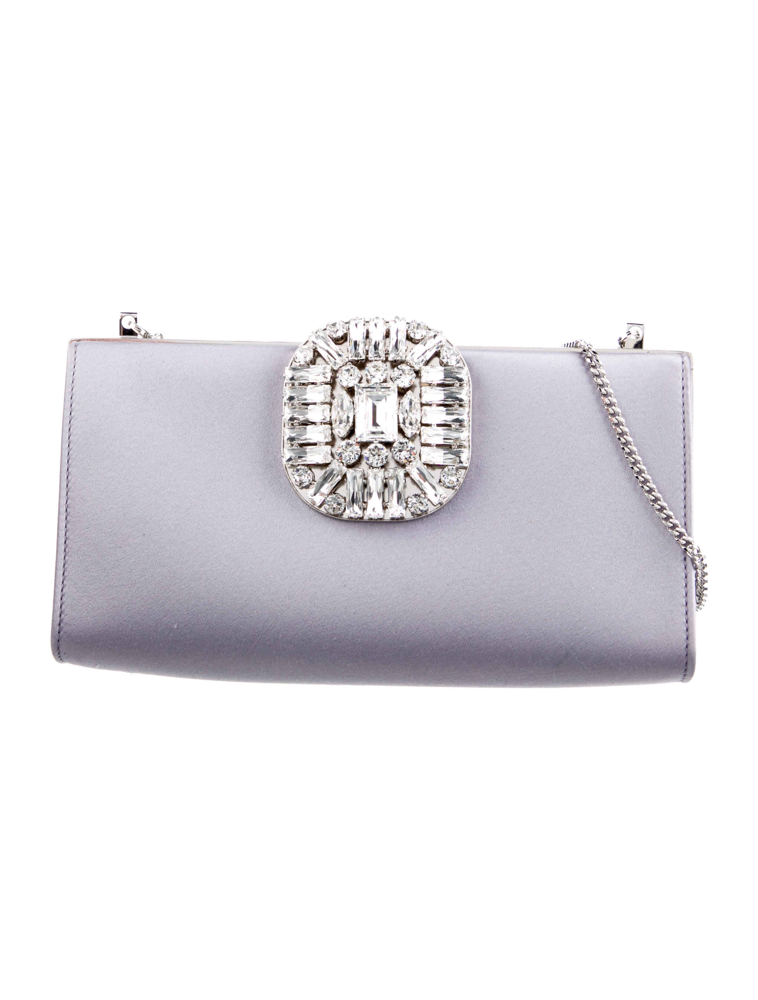 Jimmy Choo Satin Crystal-Embellished Clutch - Purple Clutches, Handbags ...