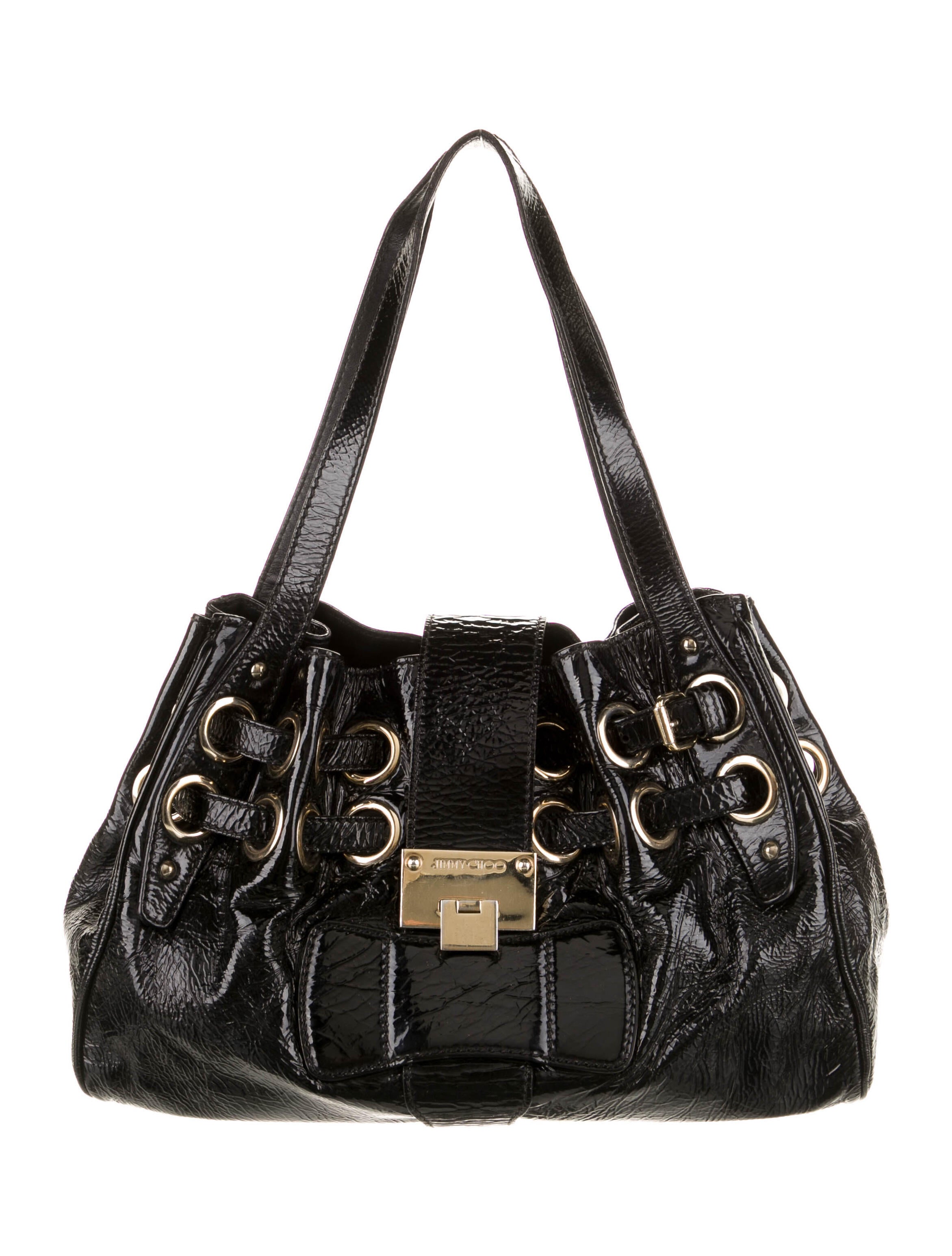 Jimmy Choo Crushed Patent Leather Shoulder Bag - Black Shoulder Bags ...