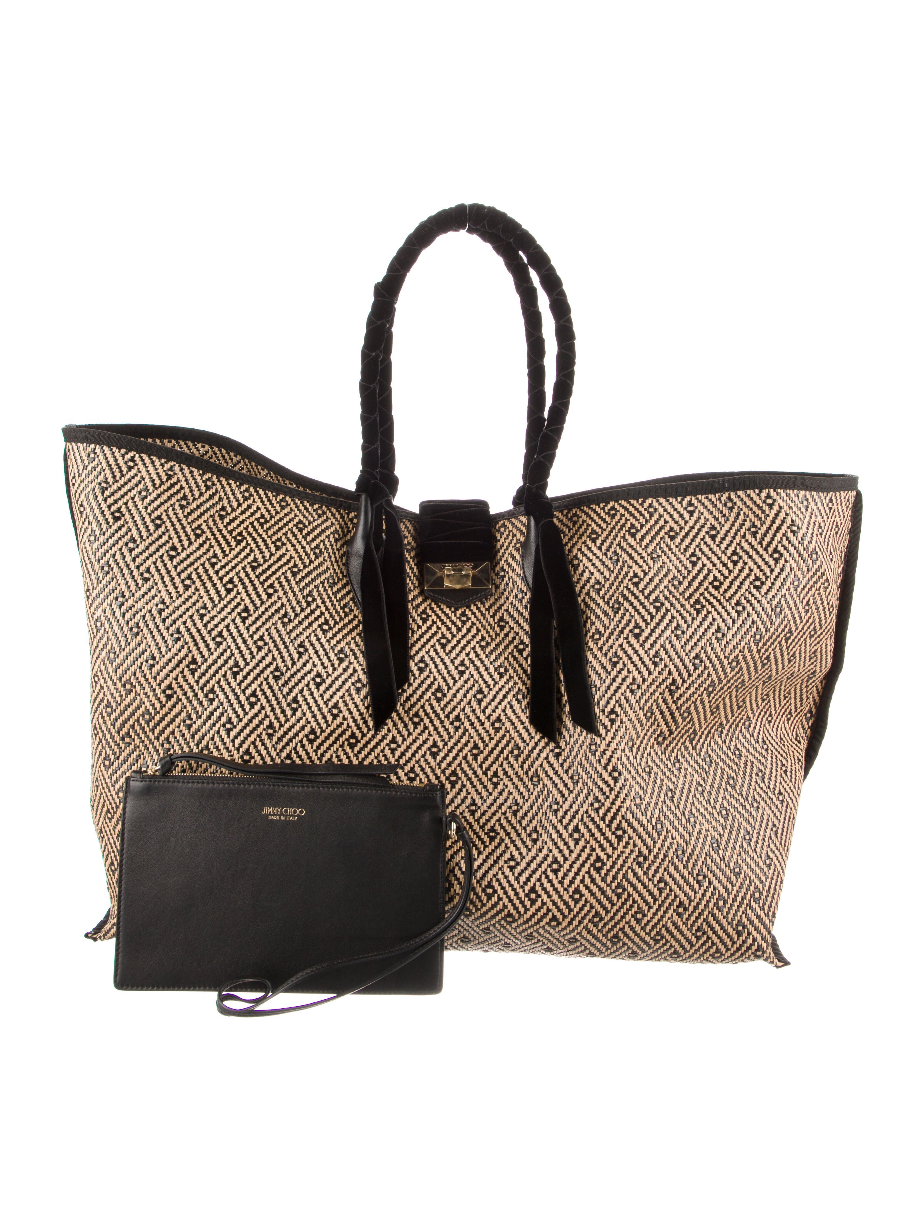 Jimmy Choo Woven Raffia Tote Bag - Neutrals Totes, Handbags - JIM327322 ...