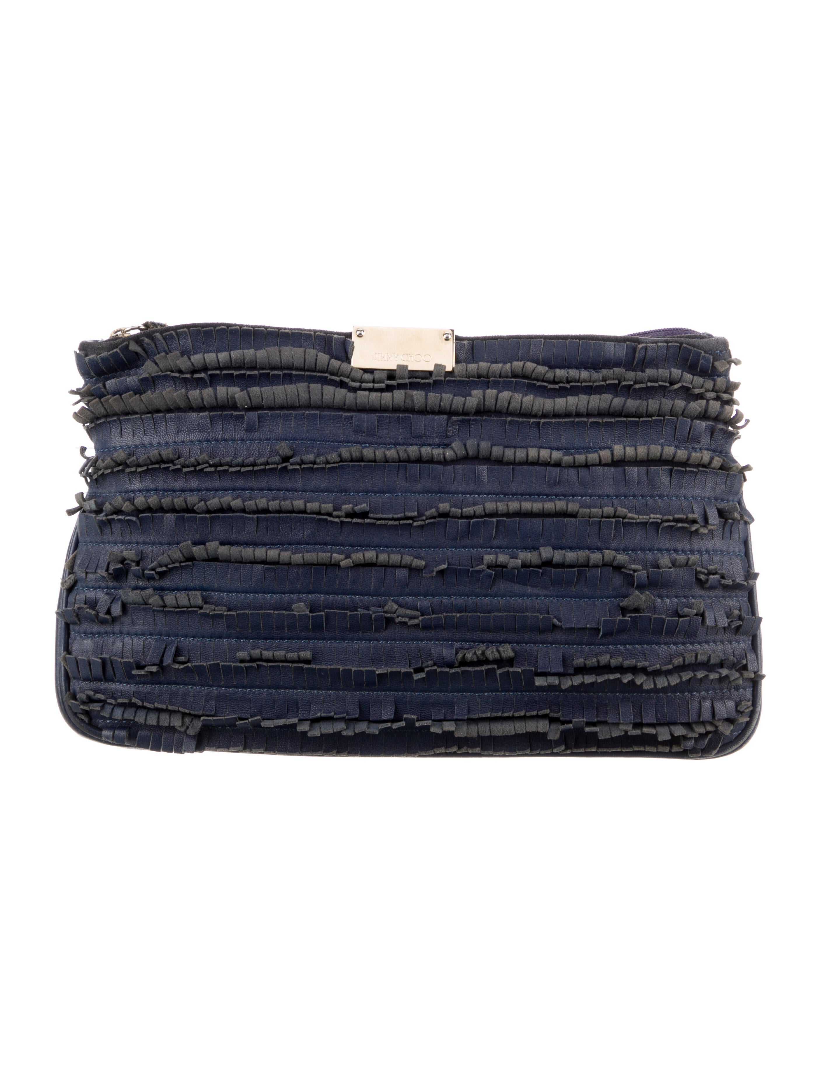 Jimmy Choo Leather Fringe Clutch - Blue Clutches, Handbags - JIM330366 ...