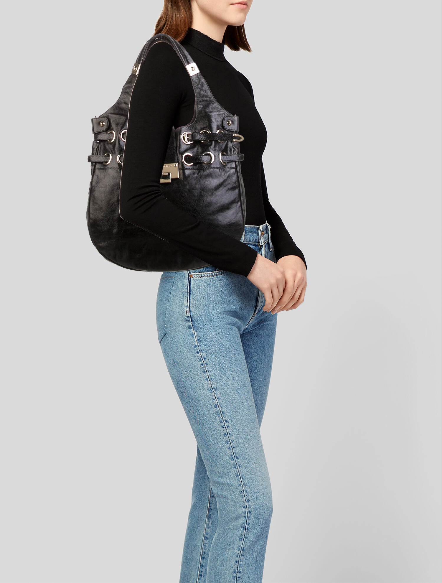 Jimmy Choo Leather Hobo Bag - Black Hobos, Handbags - JIM86575 | The ...