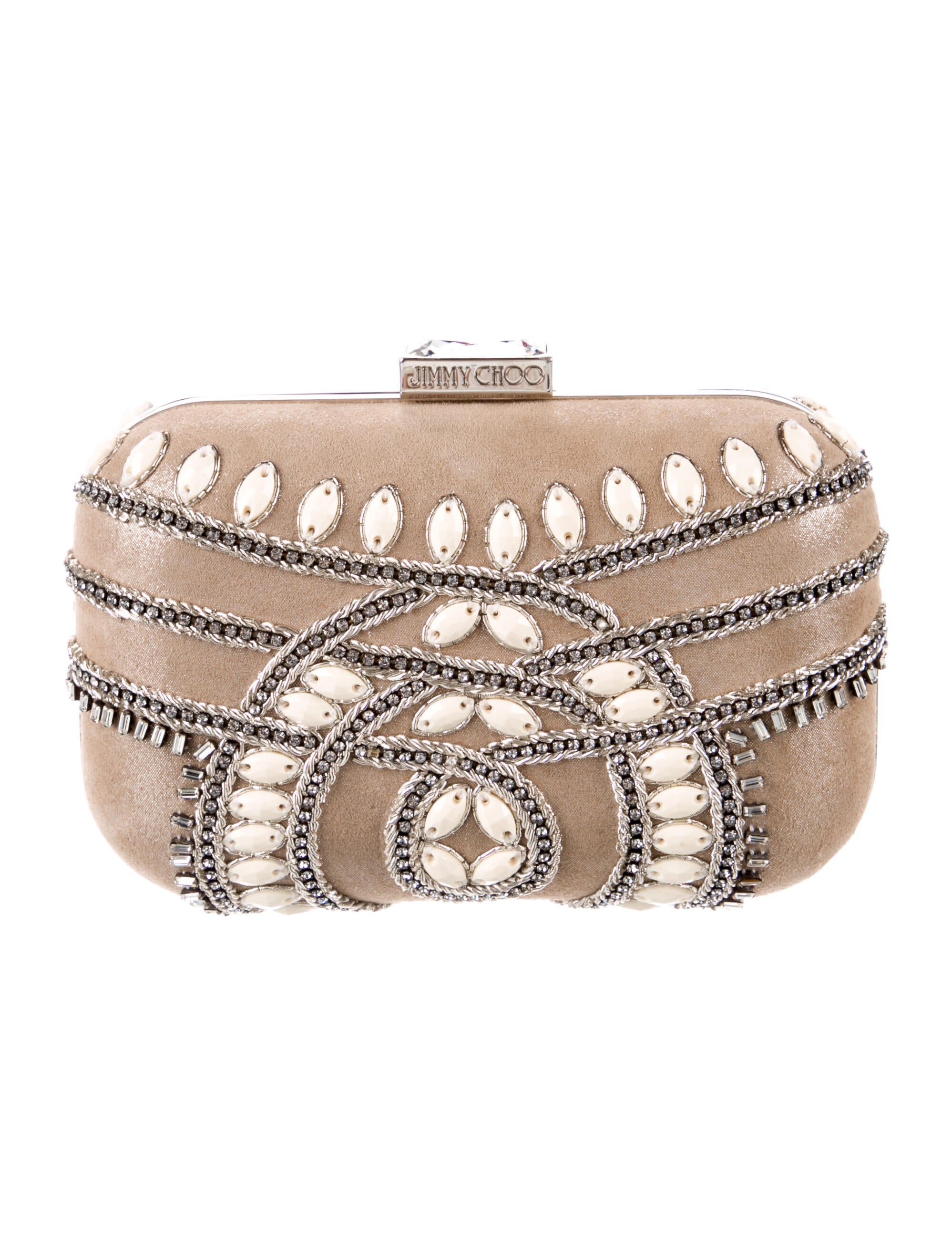 Jimmy Choo Crystal Embellished Clutch Bag - Neutrals Clutches, Handbags ...