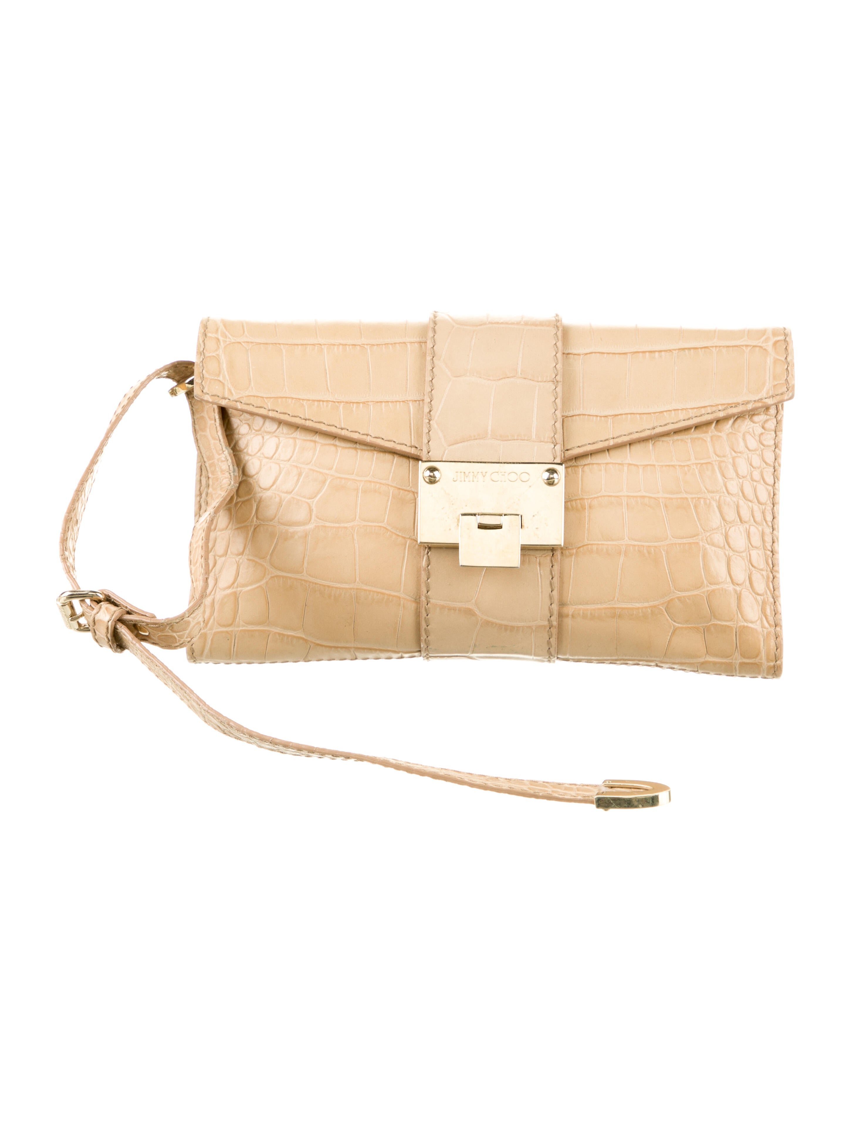 Jimmy Choo Embossed Leather Clutch Bag - Neutrals Clutches, Handbags ...